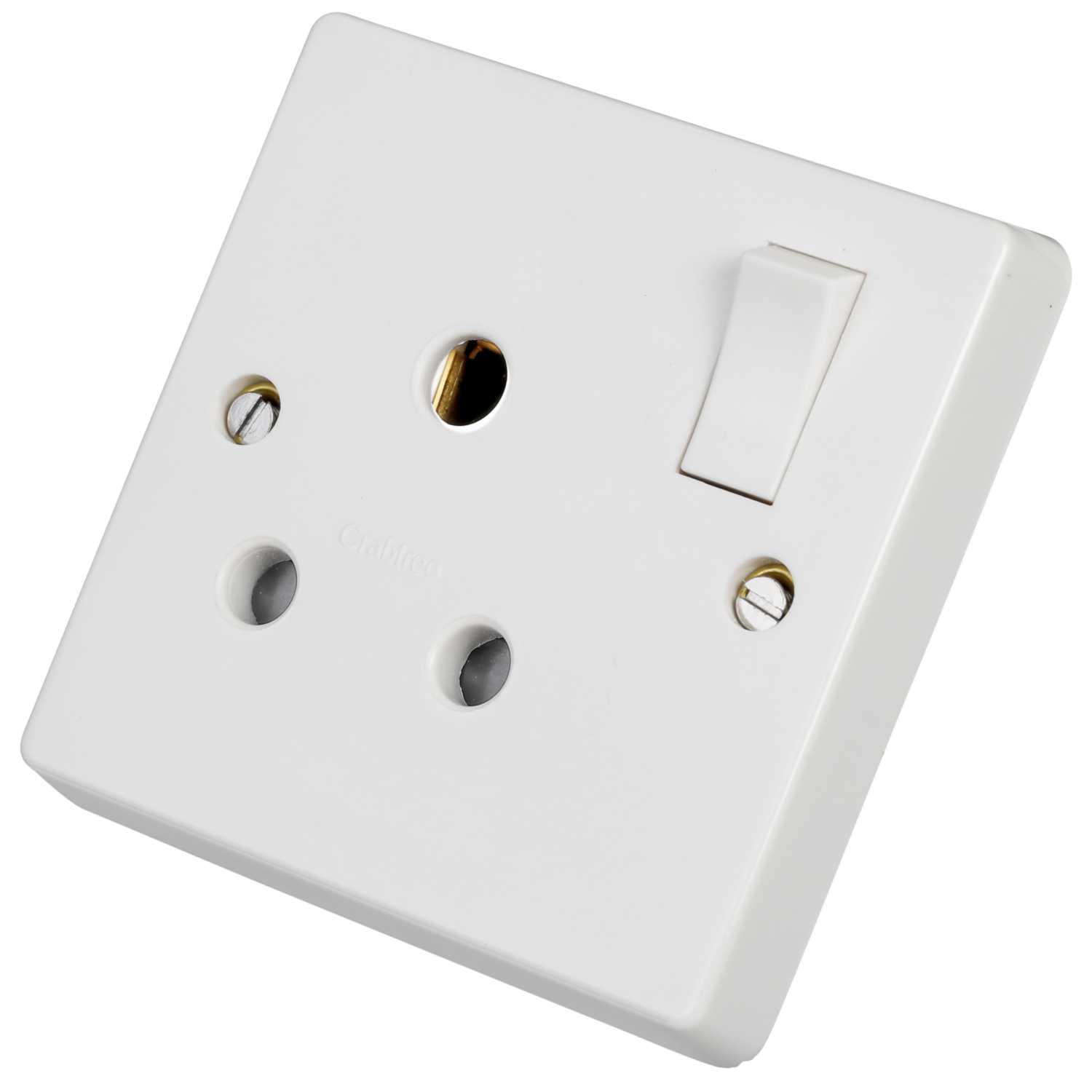 Crabtree 15A 1 Gang Single Shuttered Switched Socket White (2382) | CEF