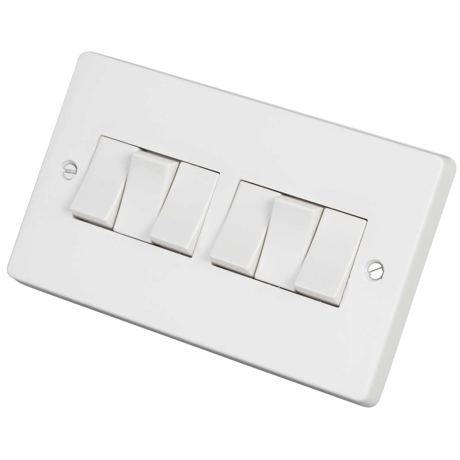 Crabtree 10A 6 Gang 2 Way Light Switch White (4176) | CEF
