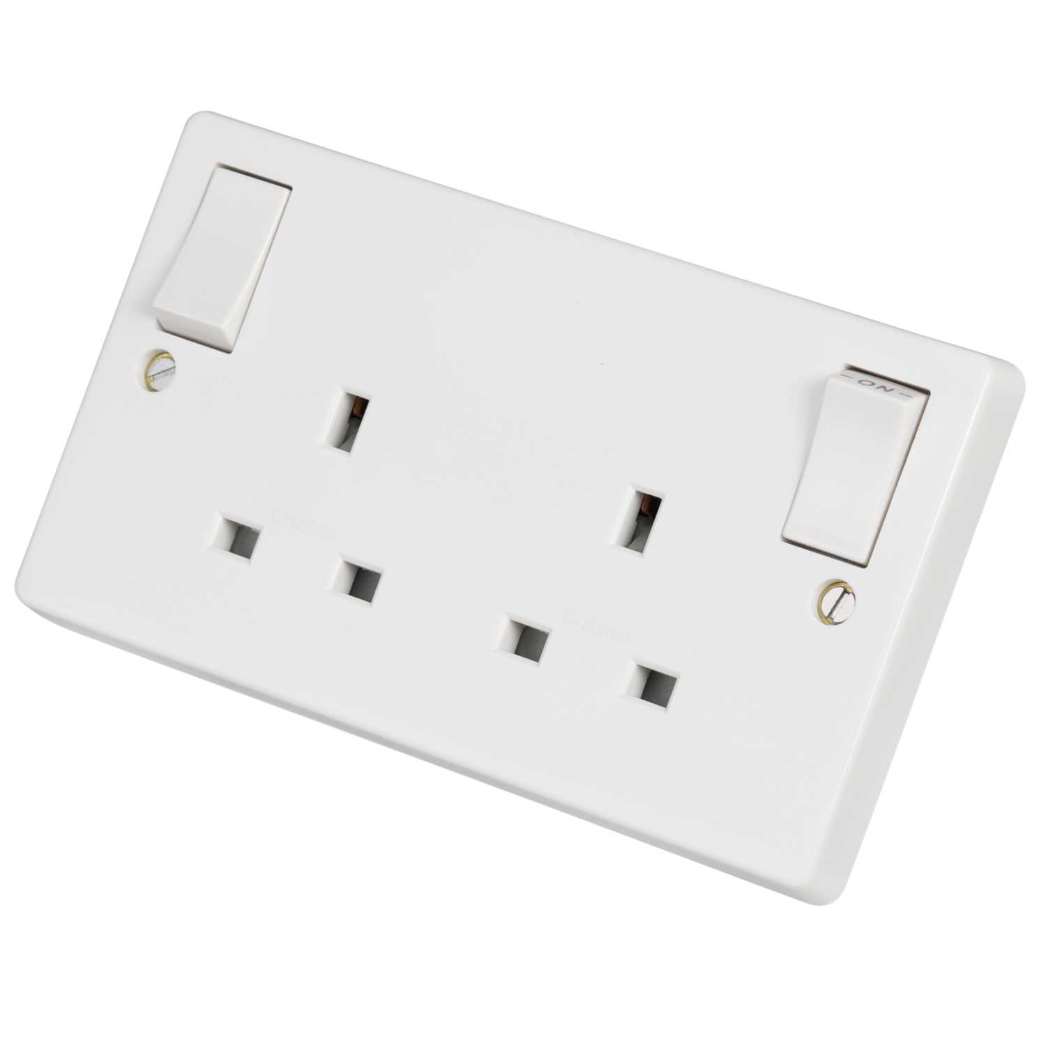 Crabtree 13A DP 2 Gang Switched Socket with Outboard Rockers White ...
