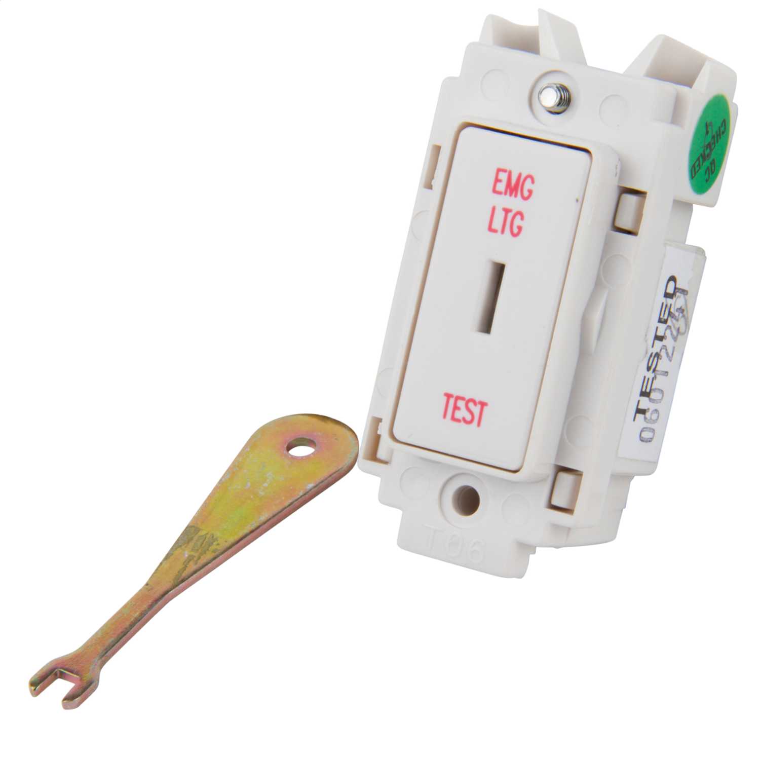 Crabtree 20A Single Pole 1 Way Grid Key Switch marked Emergency ...