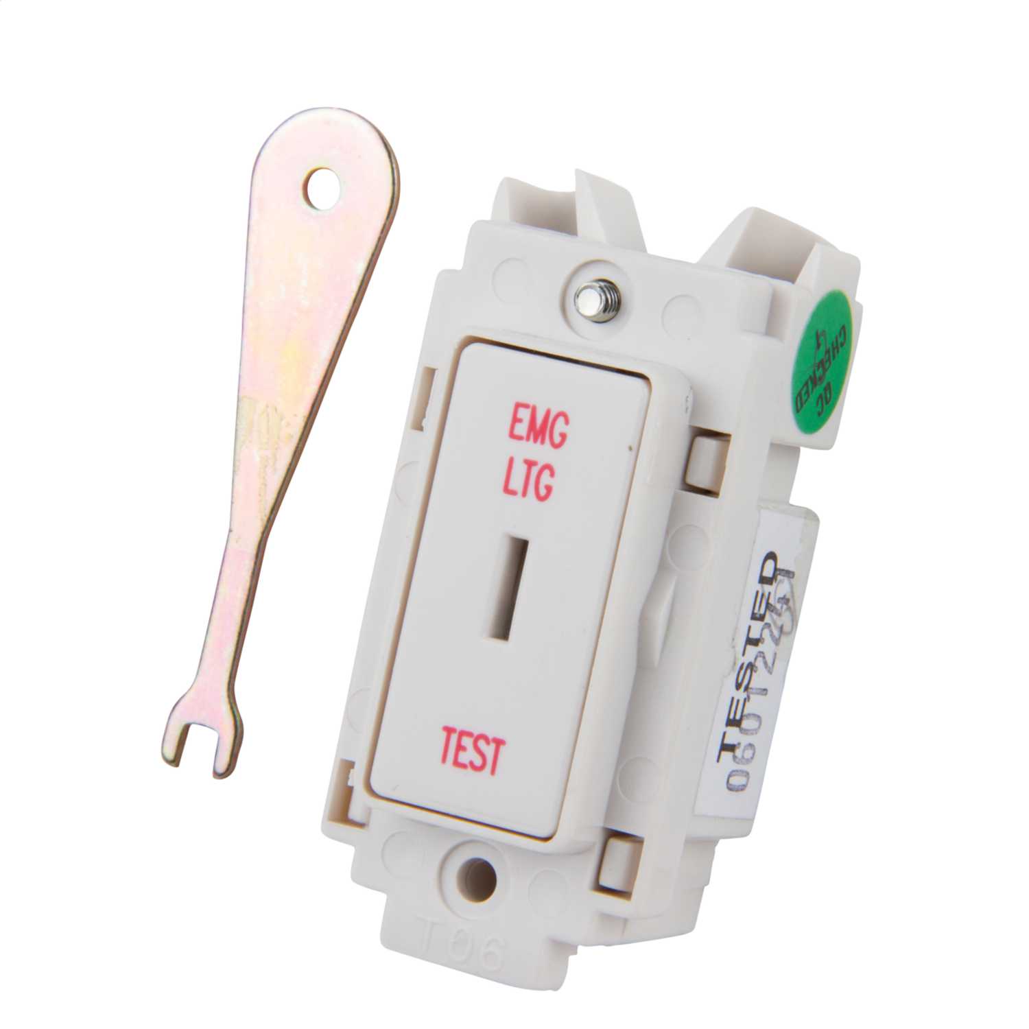 Crabtree 20A Single Pole 1 Way Grid Key Switch marked Emergency ...