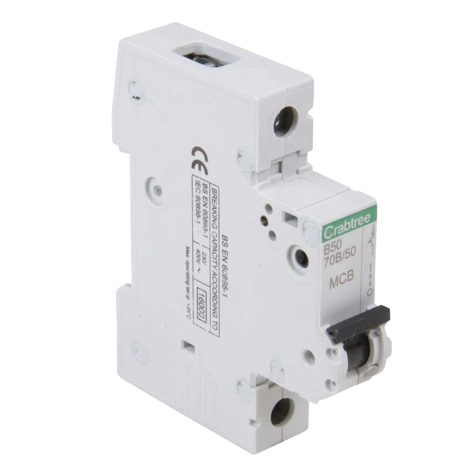 Crabtree Polestar 50A 16kA Single Pole B Curve MCB (70B/50) | CEF