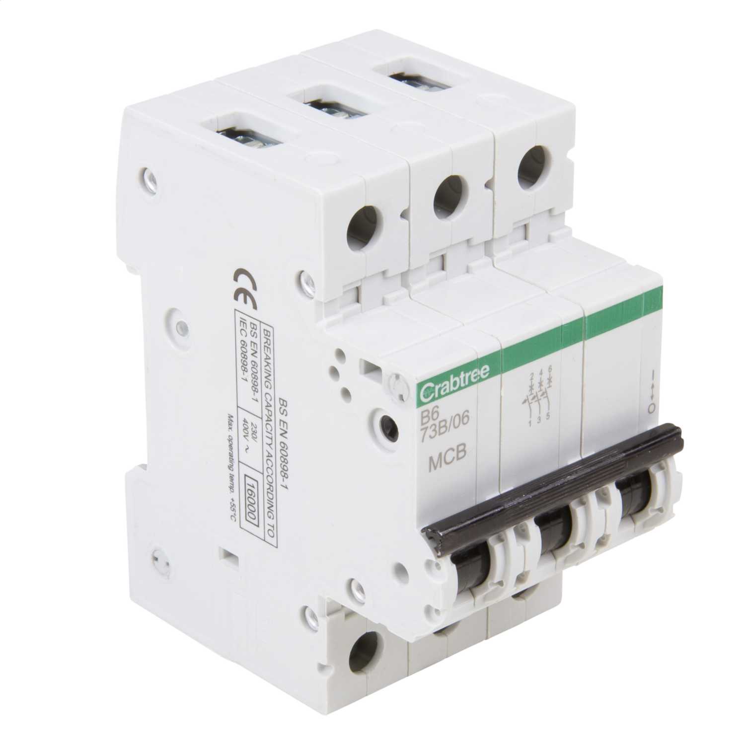 Crabtree Polestar Compact 6A Triple Pole 16kA B Curve MCB (73B/06) | CEF