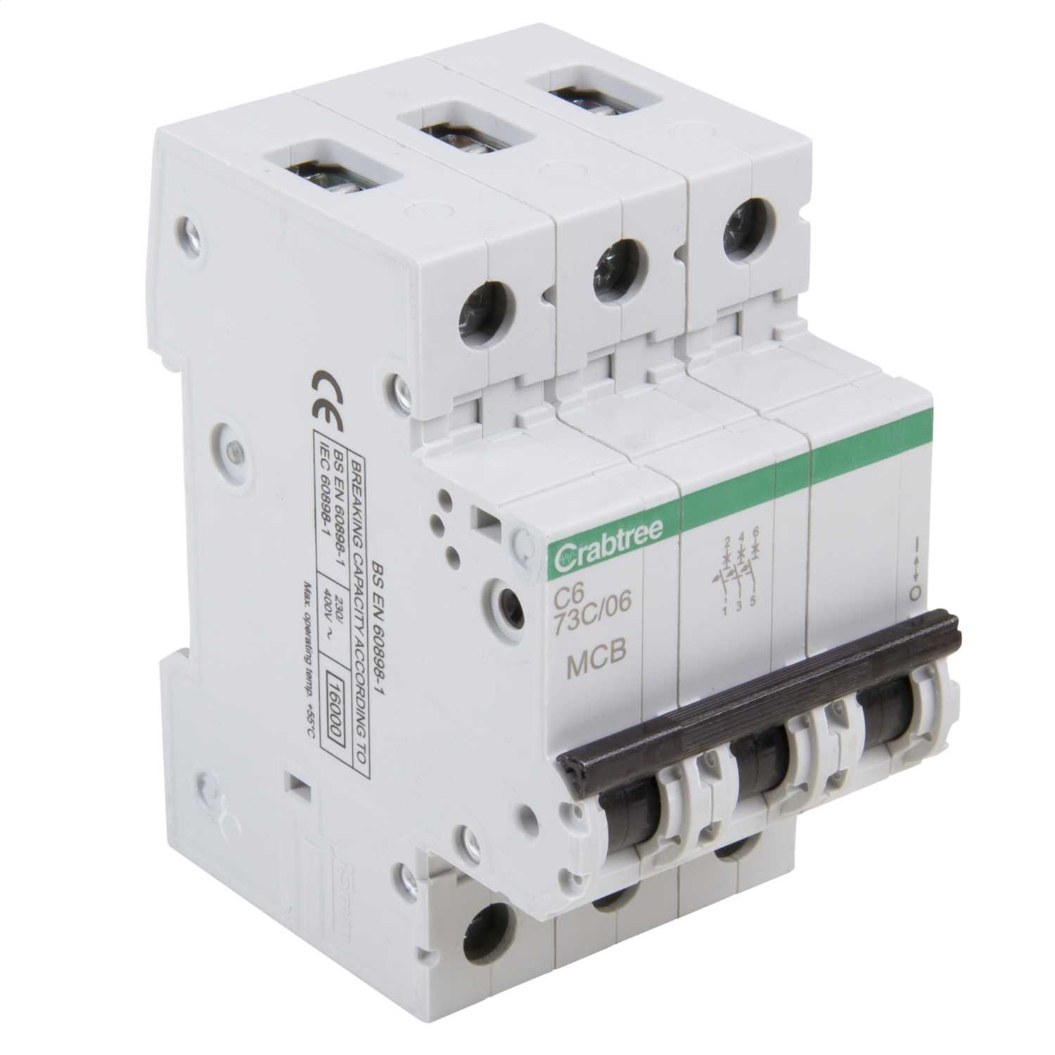 Crabtree Polestar Compact 6A Triple Pole 16kA C Curve MCB (73C/06) | CEF
