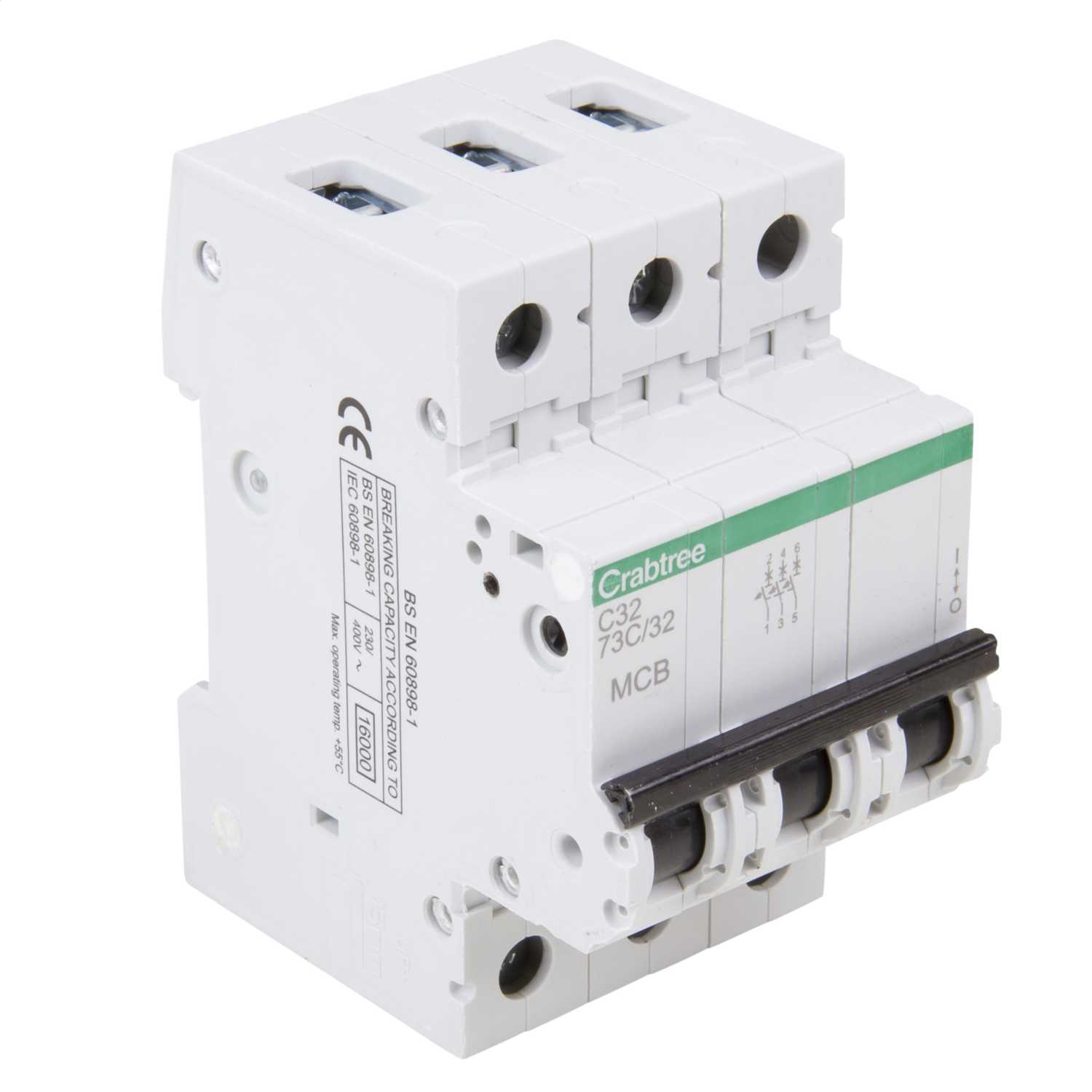 Crabtree Polestar Compact 32A Triple Pole 16kA C Curve MCB (73C/32) | CEF