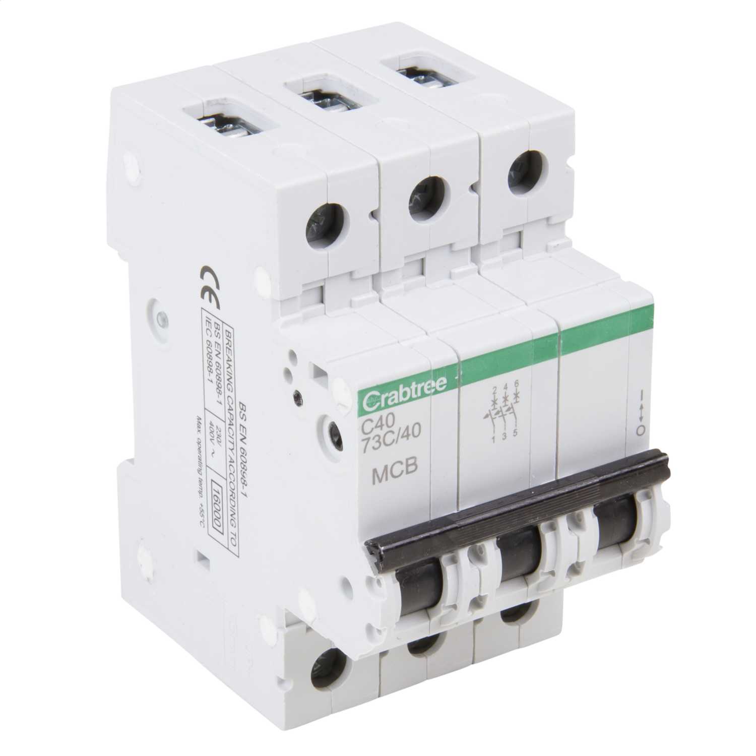 Crabtree Polestar Compact 40A Triple Pole 16kA C Curve MCB (73C/40) | CEF