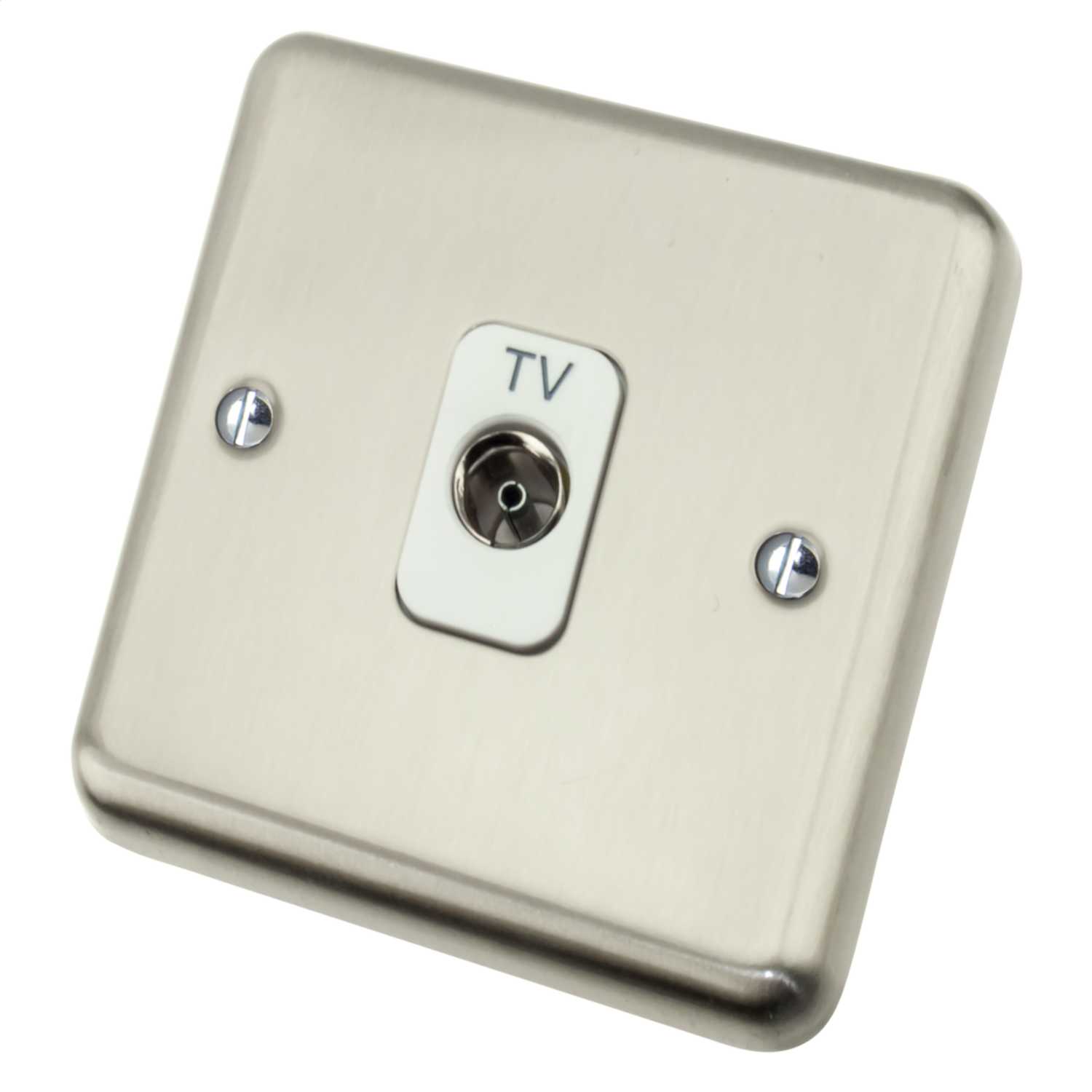 Deta 1 Gang Coaxial Isolated Socket White Insert Satin Chrome (1940SCW ...