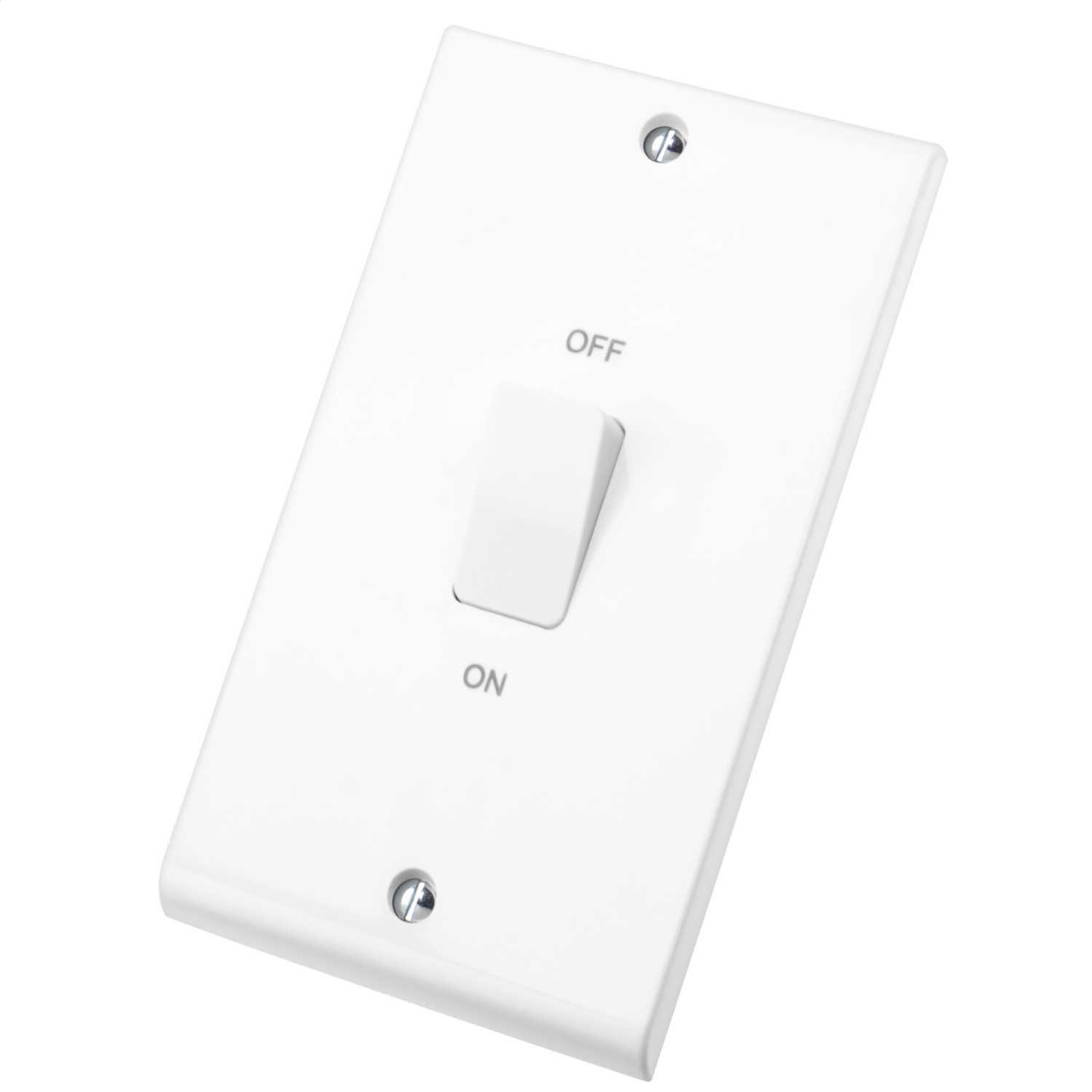 Deta 45A DP 2 Gang Vertical Switch with White Rocker White (S1311) | CEF
