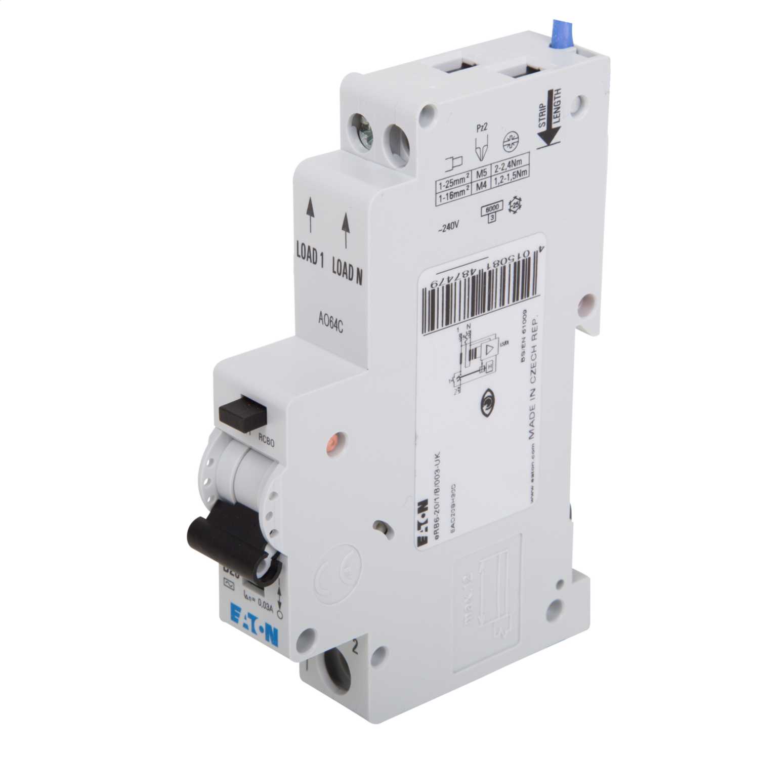 Eaton 16A Single Pole 1 Module B Curve 6kA 30mA Type AC RCBO (EAD16BH30C) | CEF