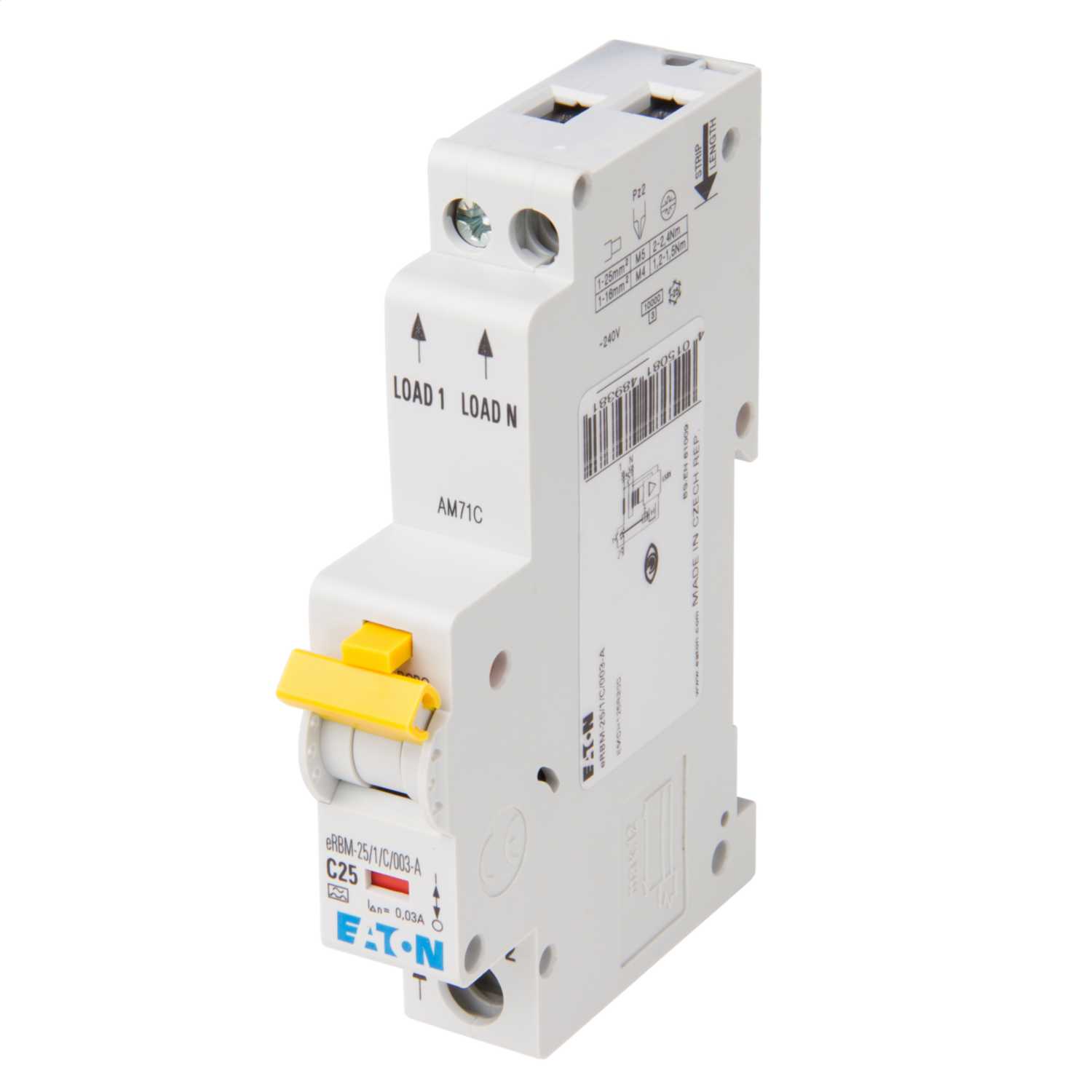 Eaton 25A Single Pole 1 Module C Curve 10kA 30mA Type A RCBO ...