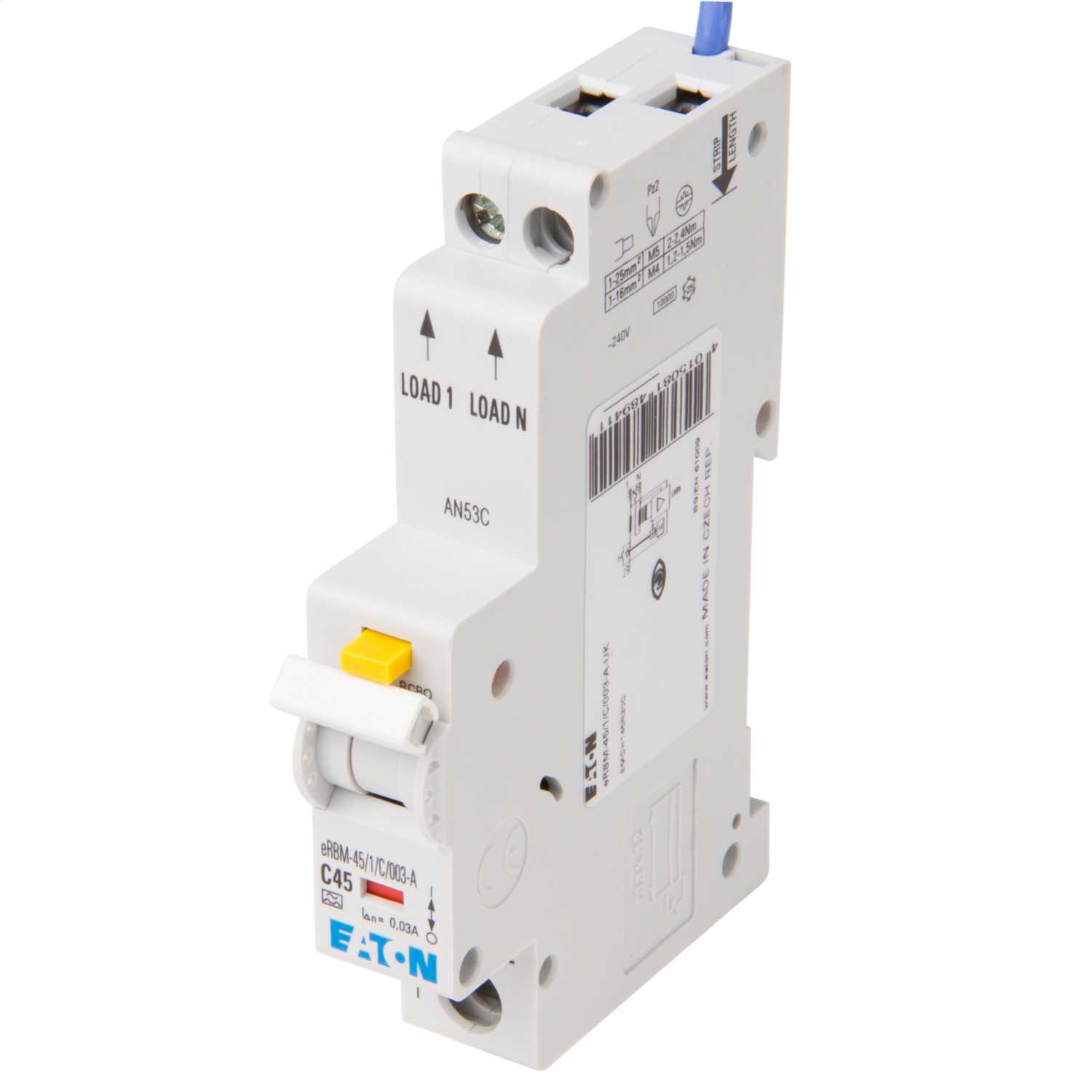 Eaton 45A Single Pole 1 Module C Curve 10kA 30mA Type A RCBO ...