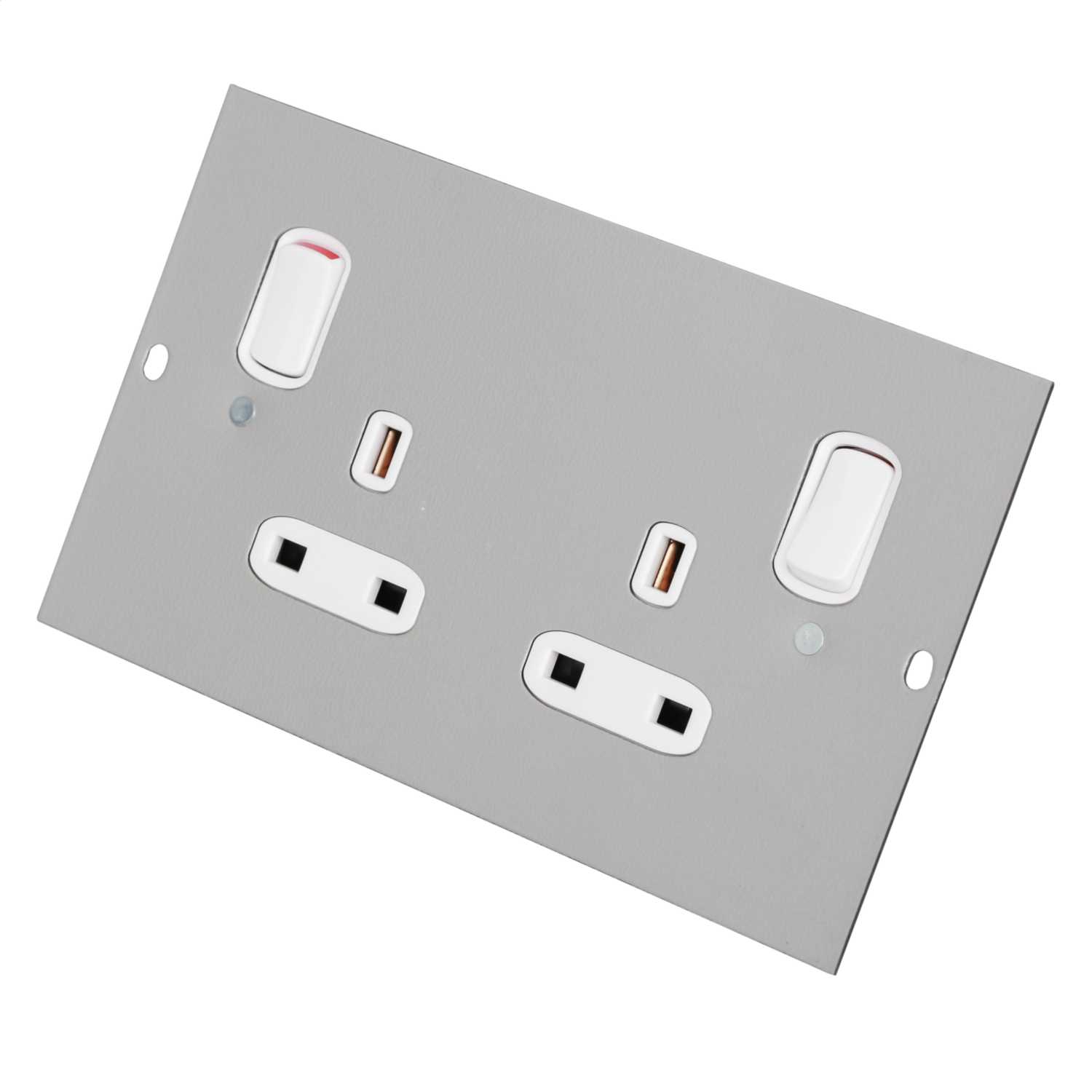 Electrak 13A 2 Gang Double Switched Socket Clean Earth for Floor Box ...