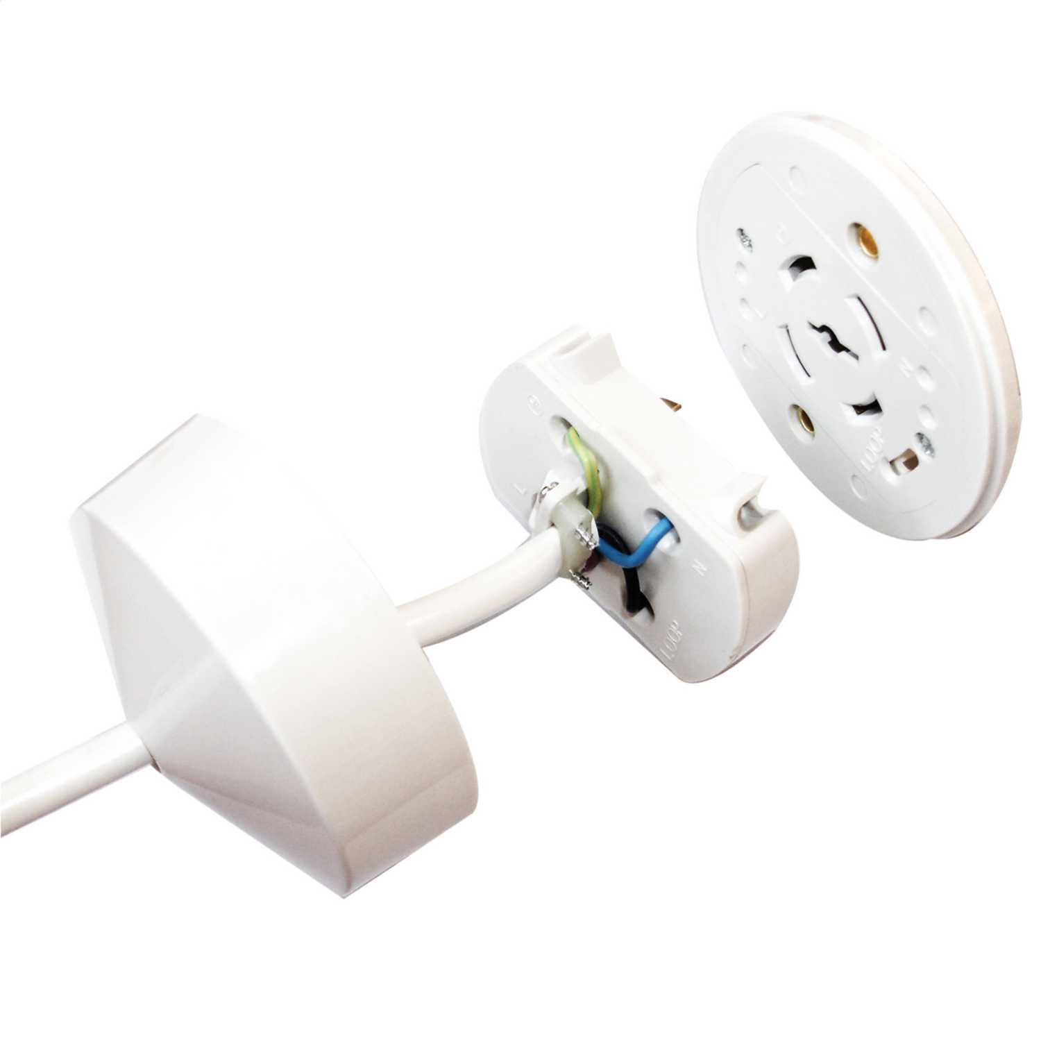 Eterna 6A 4 Pin Pre-Wired Plug-In Ceiling Rose with 2m Cable White ...