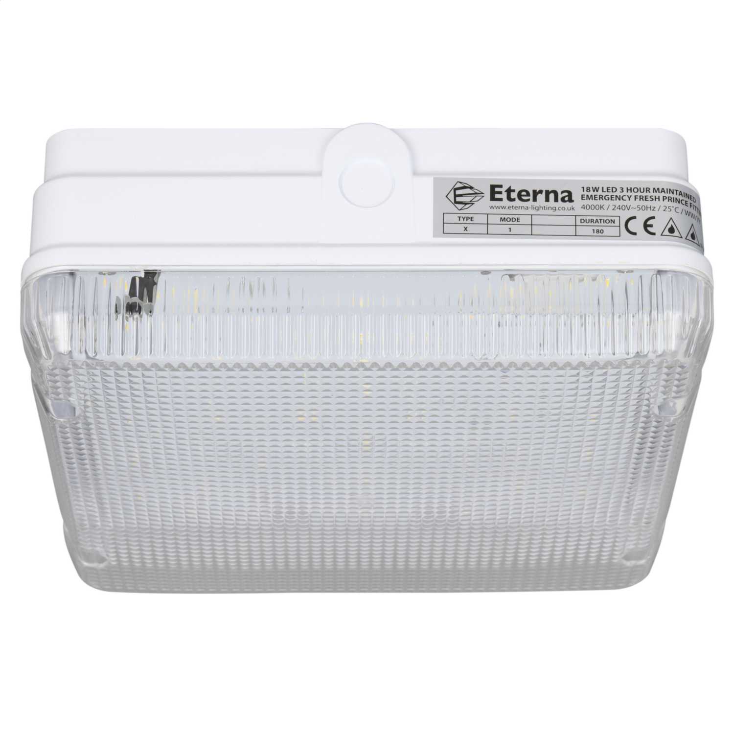 Eterna 18W LED Emergency Square Bulkhead with Microwave Sensor White ...