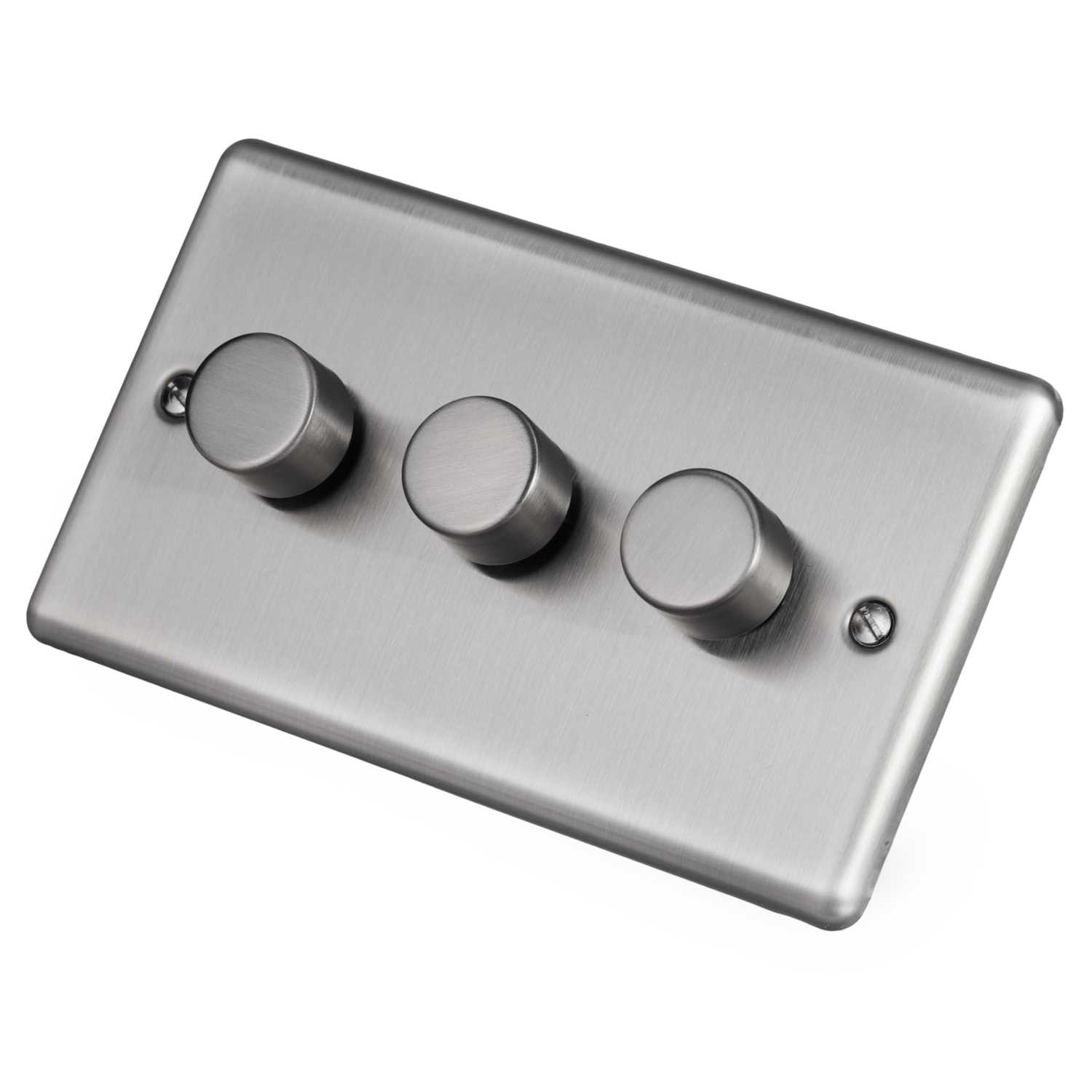 Eurolite 400W 3 Gang 2 Way Dimmer Switch Satin Stainless Steel (EN3DLED ...
