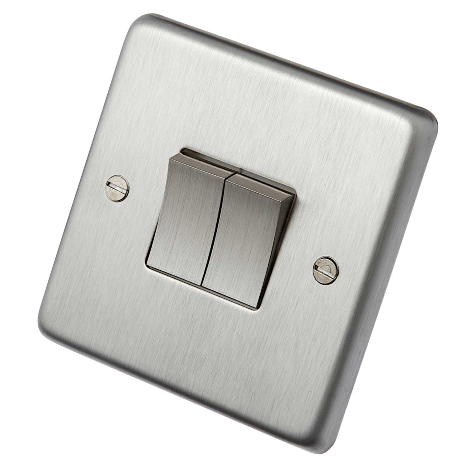 Eurolite 10A 2 Gang 2 Way Light Switch Satin Stainless Steel (SSS2SW) | CEF