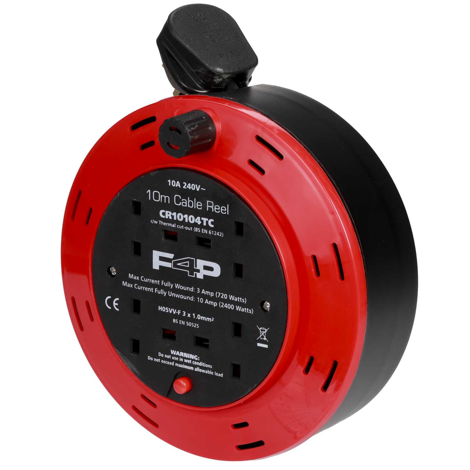 F4P 10A 10m 230V 4 Gang Cassette Cable Reel (CR10104TC) | CEF