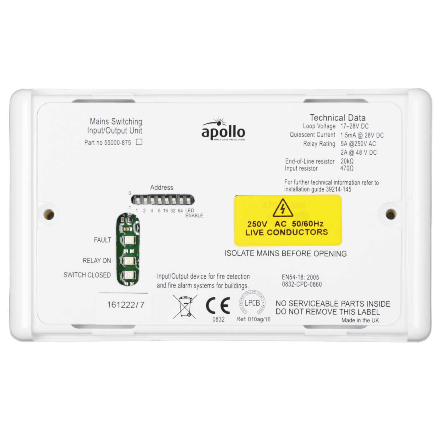 Apollo XP95 Mains Switching Input / Output Unit (FXPMIO) | CEF