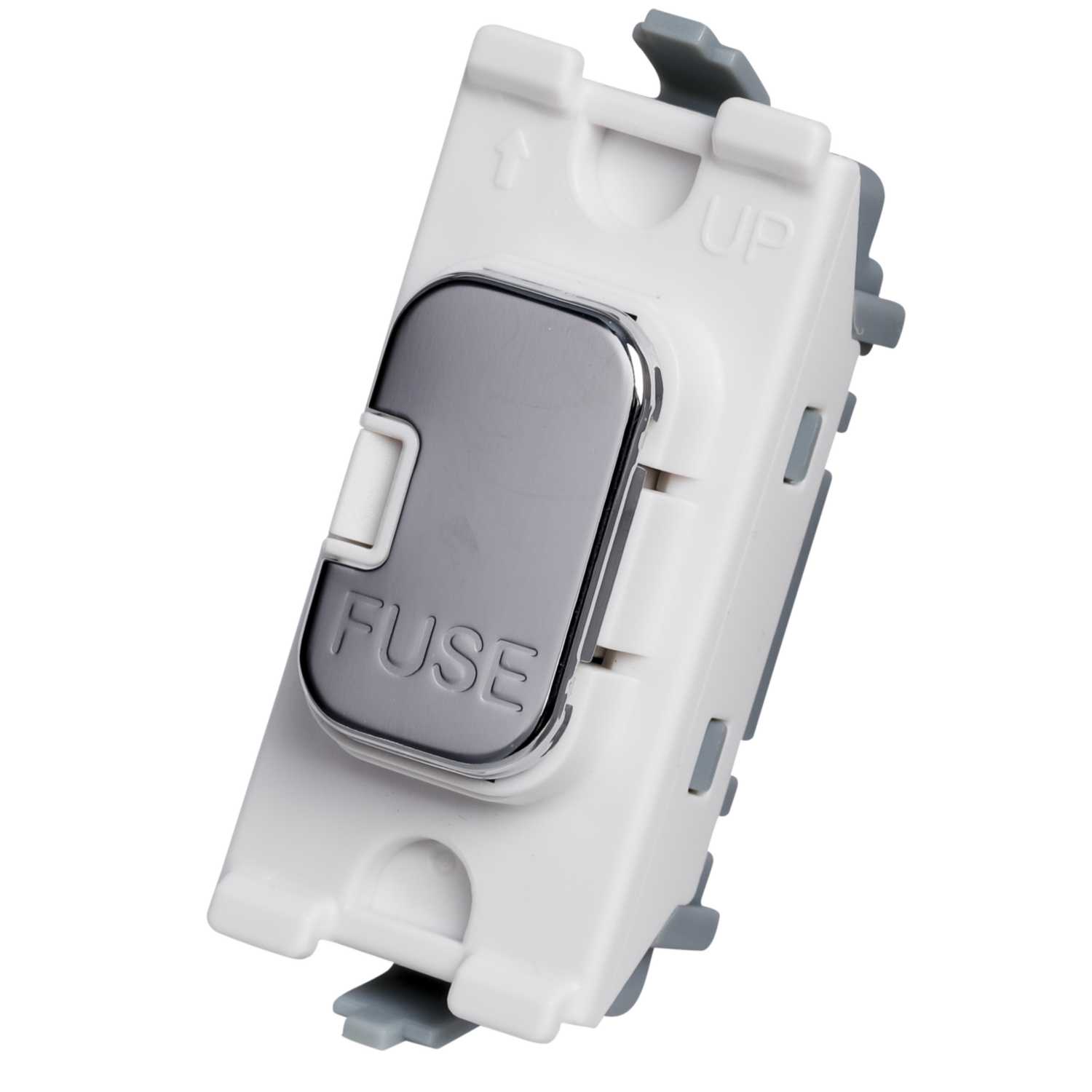 Schneider Lisse Deco 13A Grid Fuse Unit White Insert Polished Chrome ...
