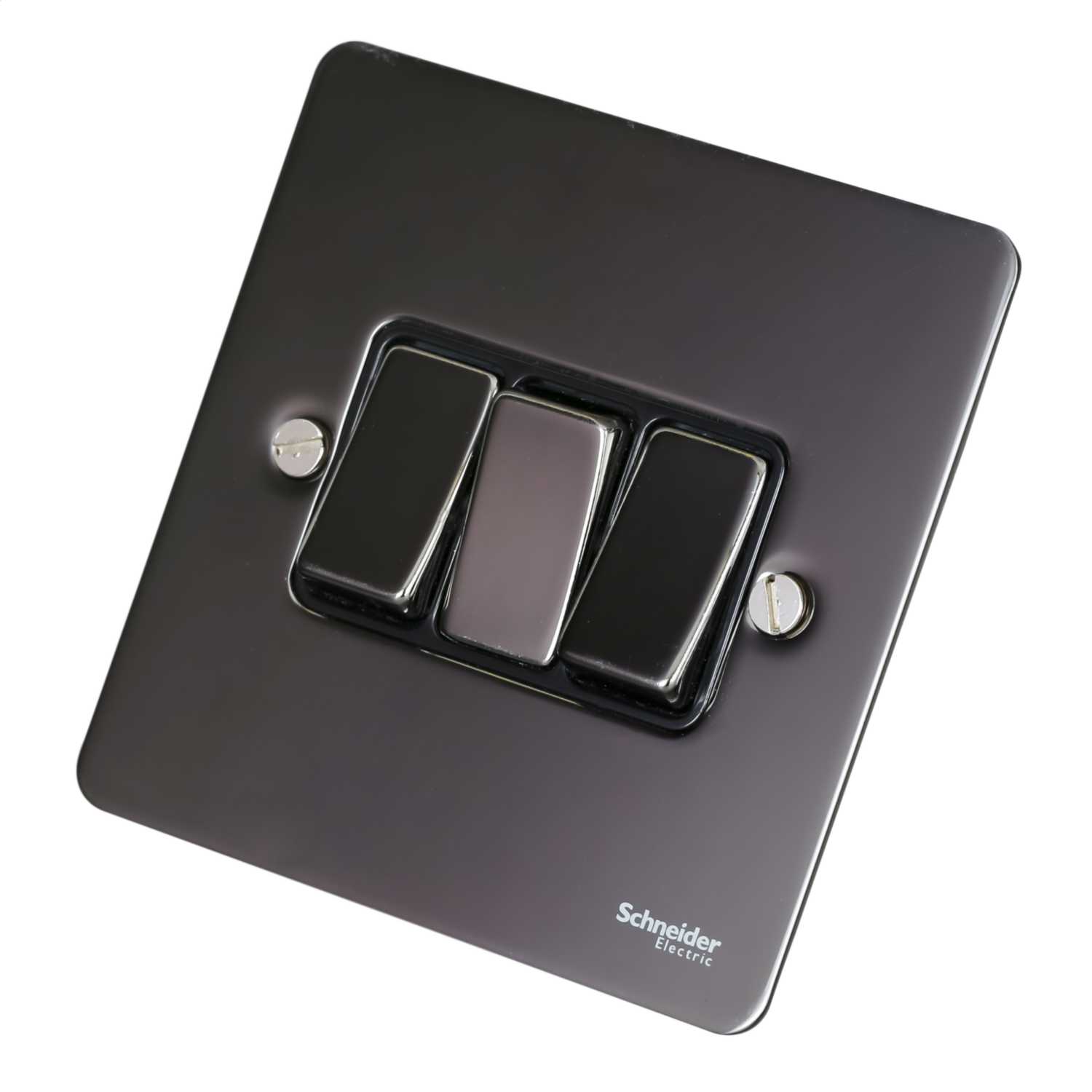 Schneider GET Ultimate Flat Plate 16A 3 Gang 2 Way Switch Black Insert ...