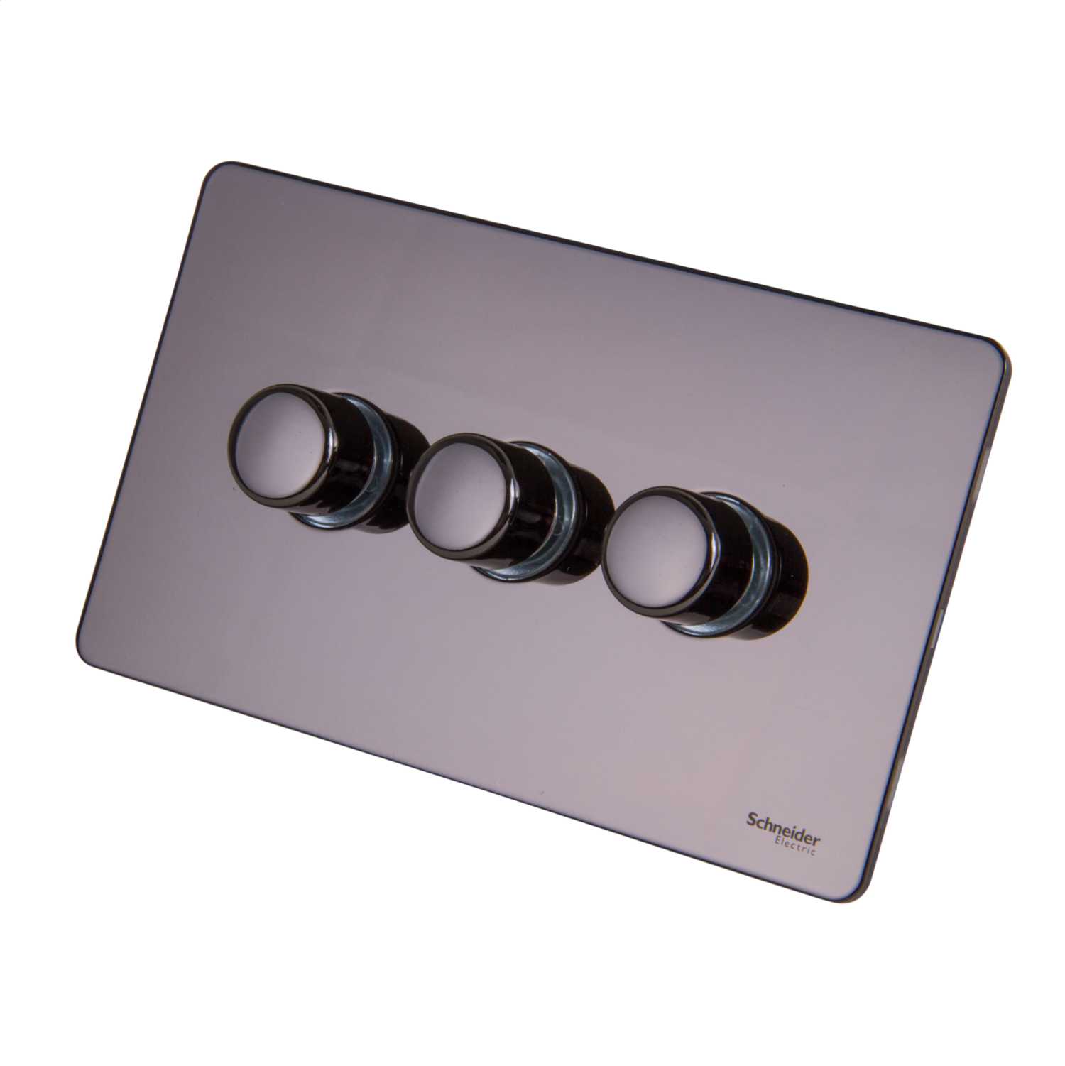 Schneider GET Ultimate 250W 3 Gang 2 Way Screwless Dimmer Switch Black ...