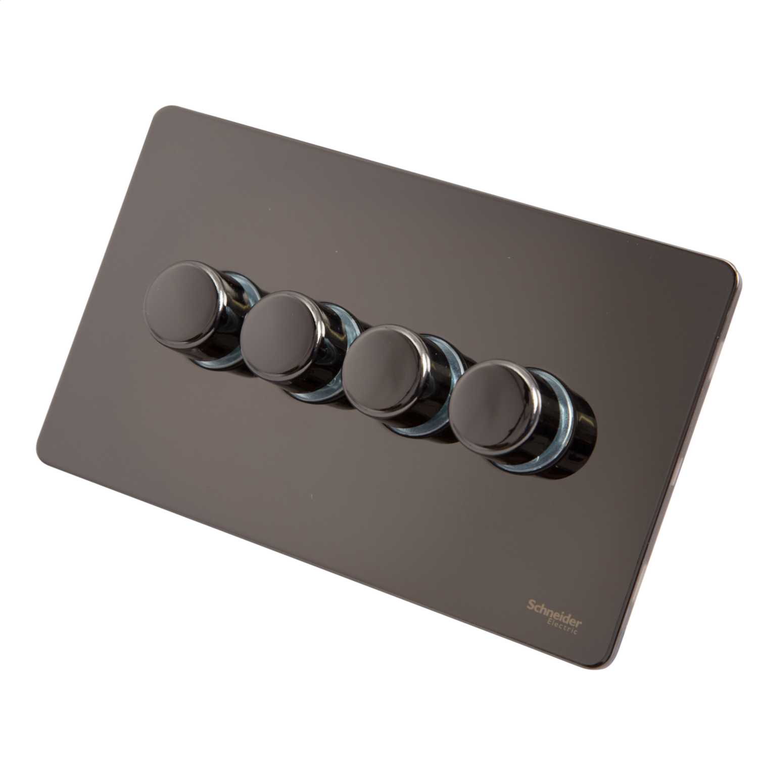 Schneider GET Ultimate 250W 4 Gang 2 Way Screwless Dimmer Switch Black ...