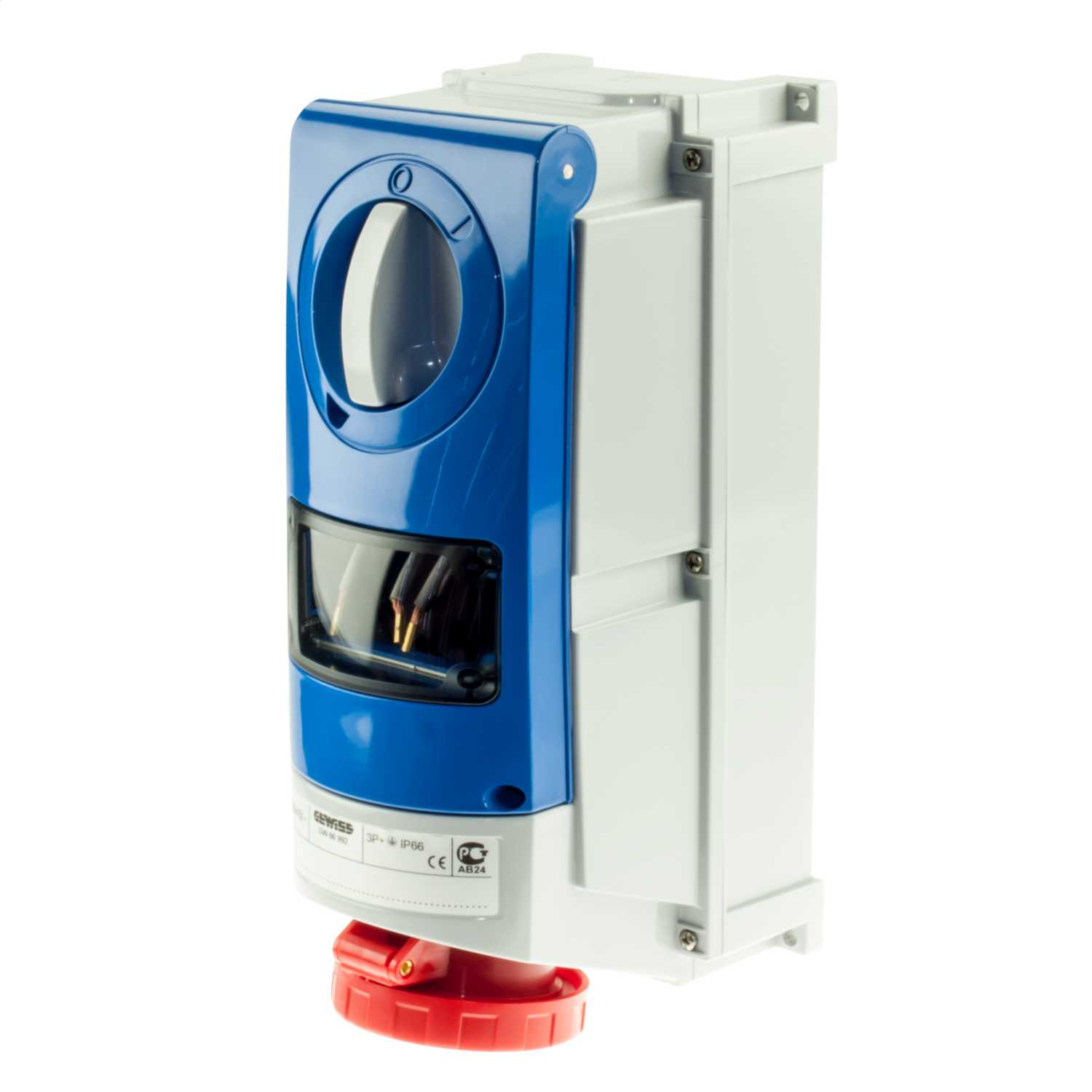 Gewiss 32A 3P+E 415V Interlocked Switched Socket with RCD Compartment ...