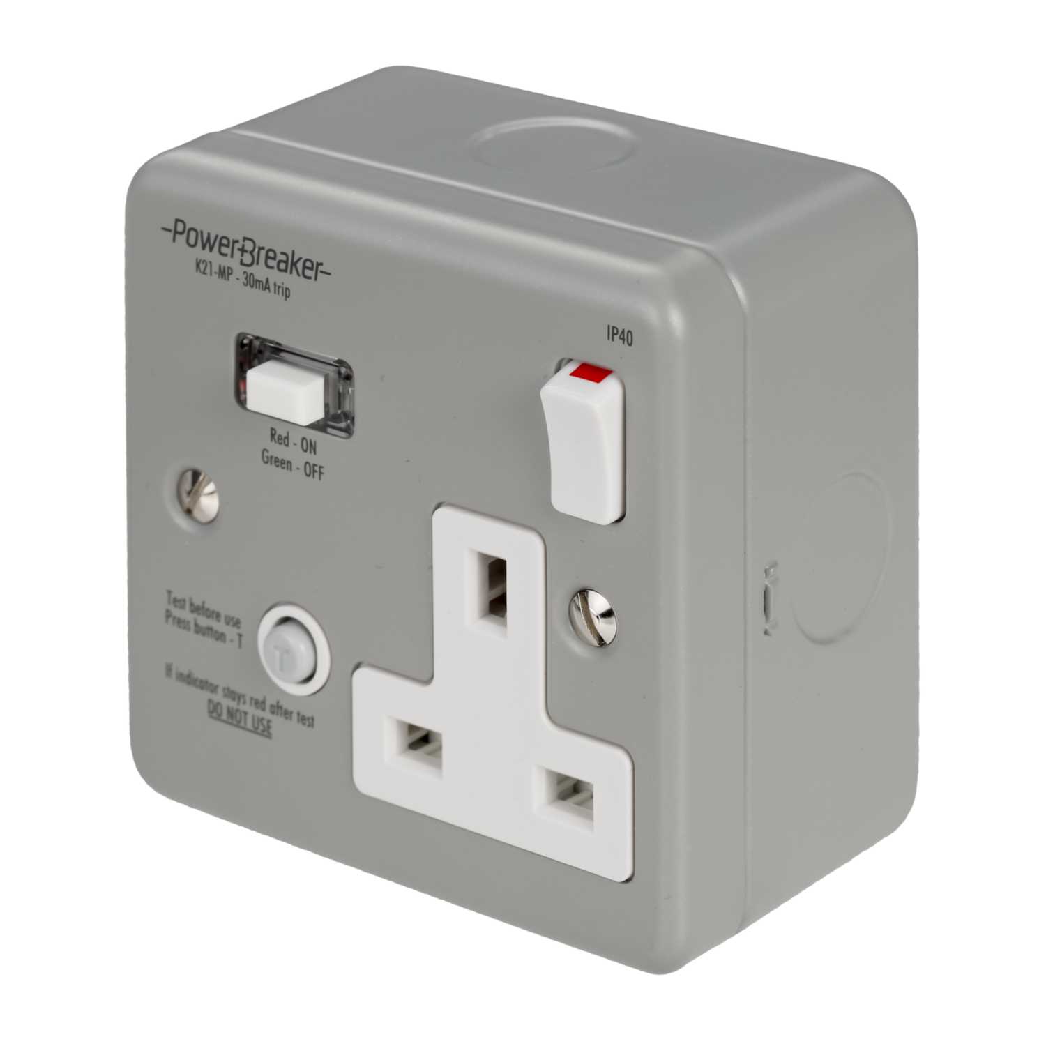 PowerBreaker 13A 1Gang RCD Type A Passive Metal Clad Socket (K21-MP) | CEF