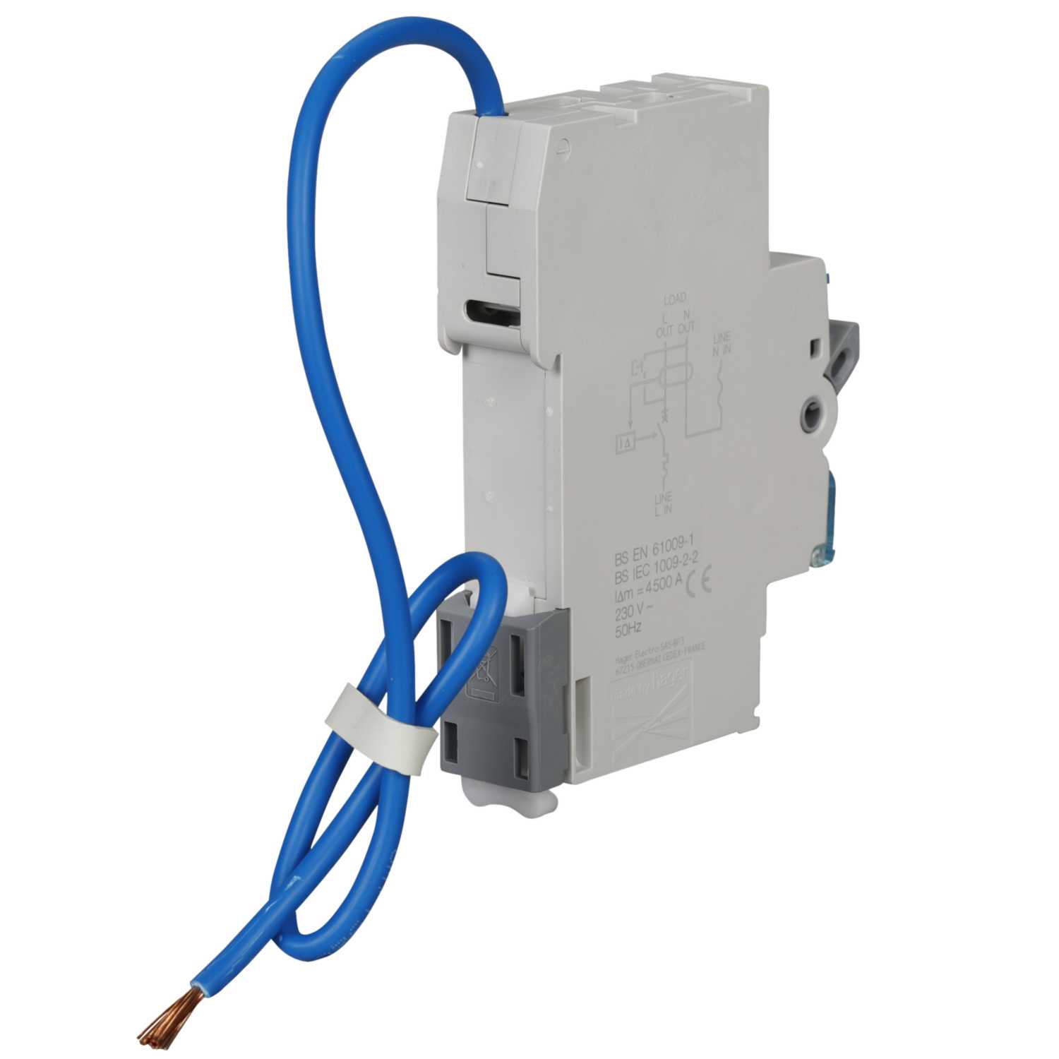 Hager 25A Single Pole and Neutral 1 Module B Curve 6kA 30mA Type A RCBO (ADA325G) | CEF