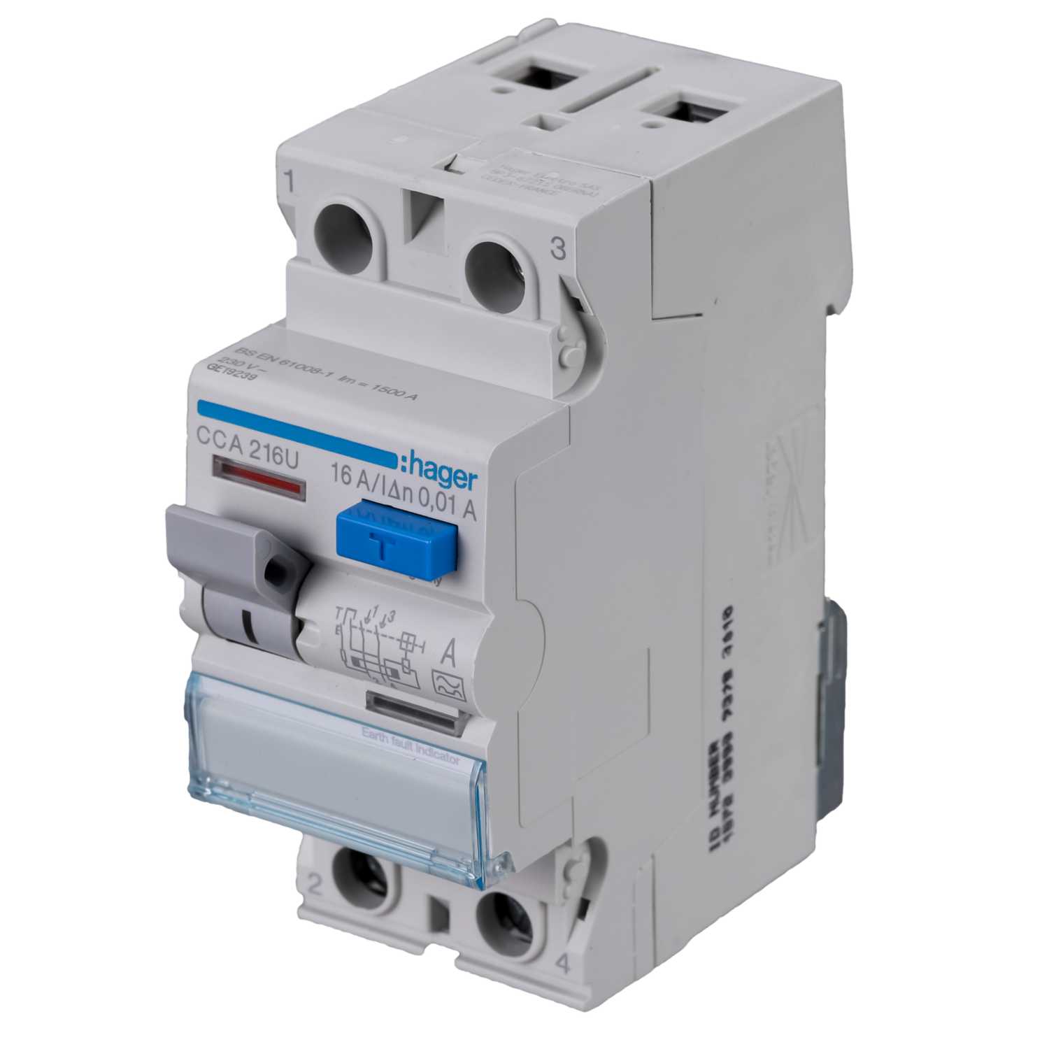 Hager 16A 2 Pole 10mA Type A RCD (CCA216U) | CEF