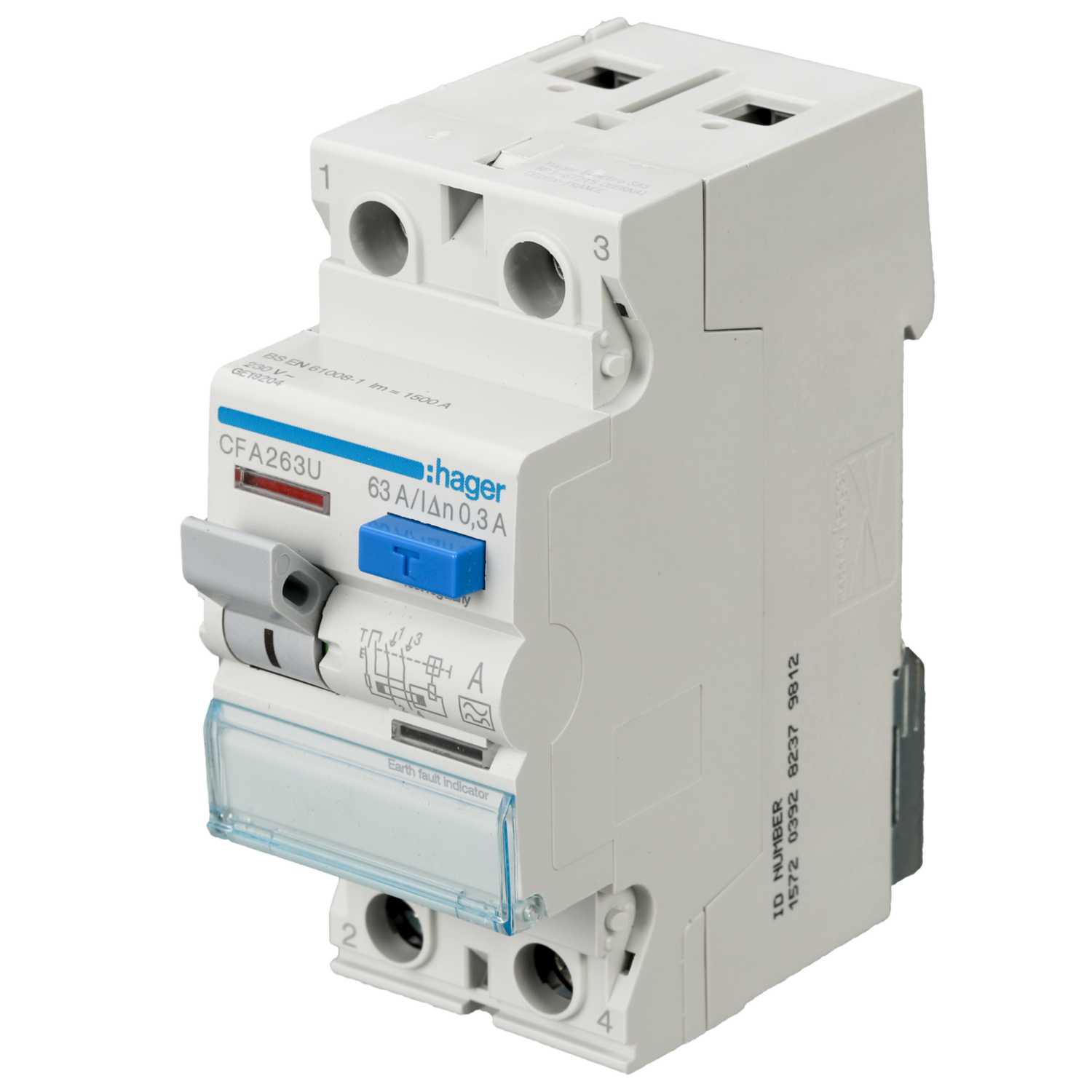 Hager 63A 2 Pole 300mA Type A RCD (CFA263U) | CEF