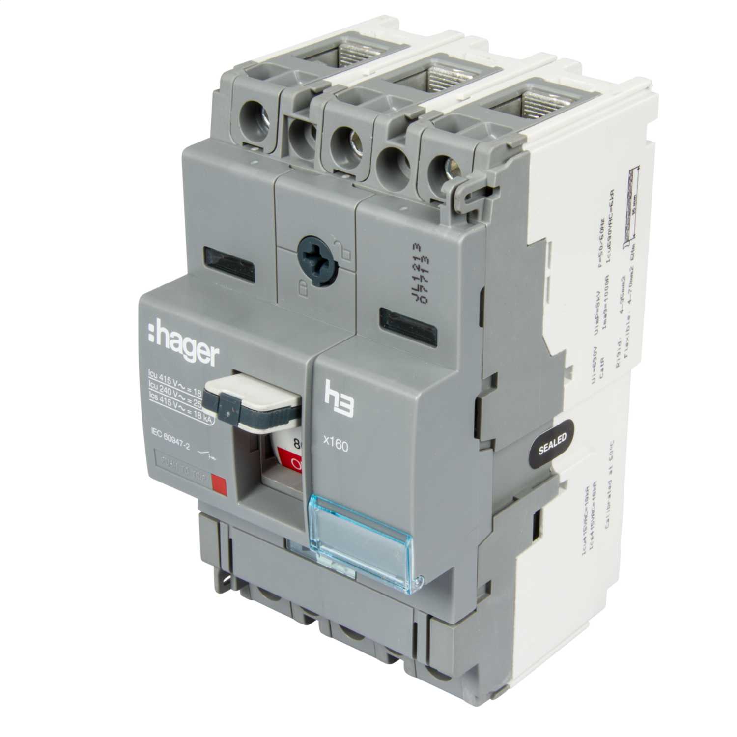 Hager 80A Triple Pole 18kA MCCB (HDA080U) | CEF