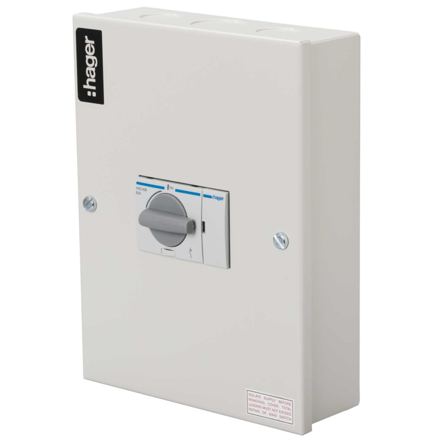 Hager 63A TP+N Metal Isolator Switch Disconnector (JAB406B) | CEF