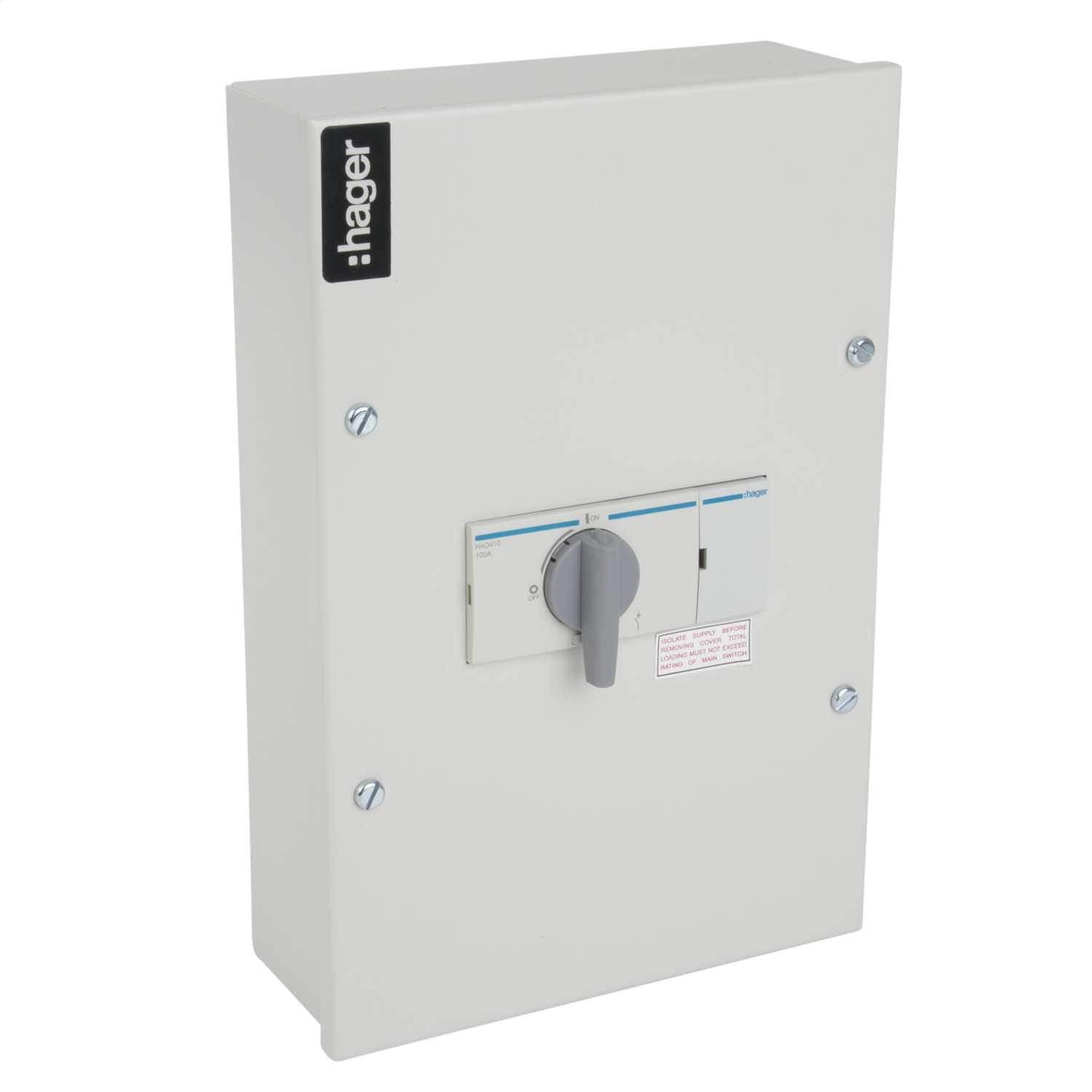 Hager 100A TP+N Metal Isolator Switch Disconnector (JAB410B) | CEF