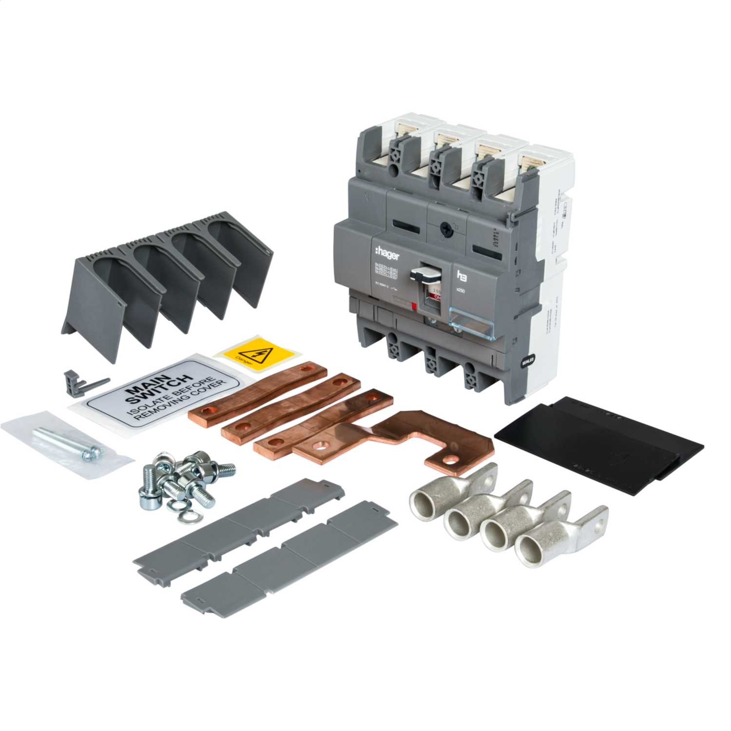 Hager 250A 4P 40kA MCCB Thermal and Magnetic Incomer Kit (JN224BM) | CEF