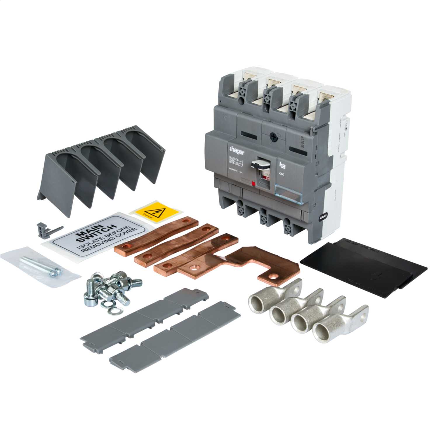 Hager 250A 4P MCCB Non Auto Incomer Kit (JN224BS) | CEF