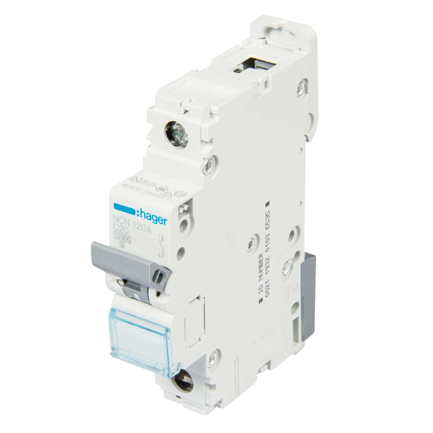 Hager 20A Single Pole 10kA C Curve MCB (NCN120A) | CEF