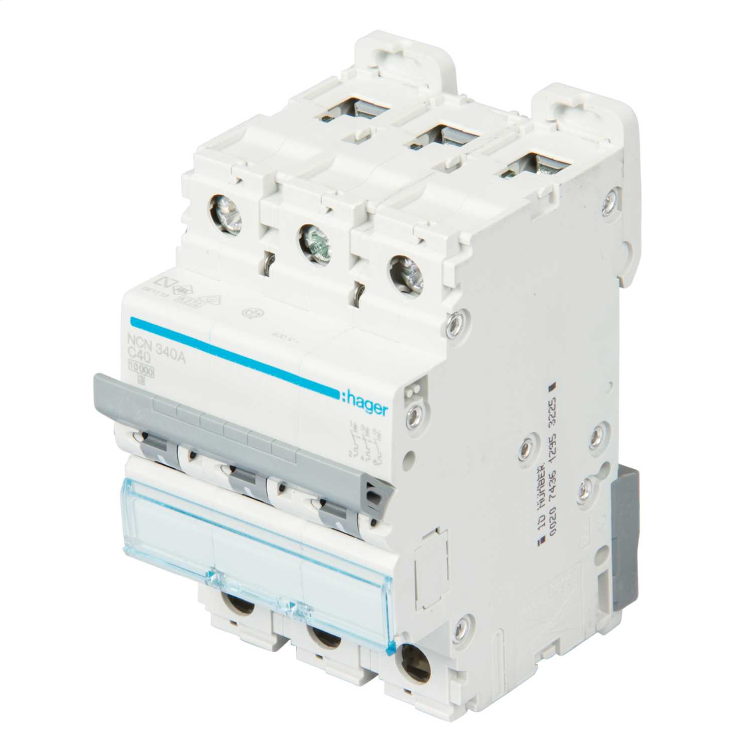 Hager 40A Triple Pole 10kA C Curve MCB (NCN340A) | CEF