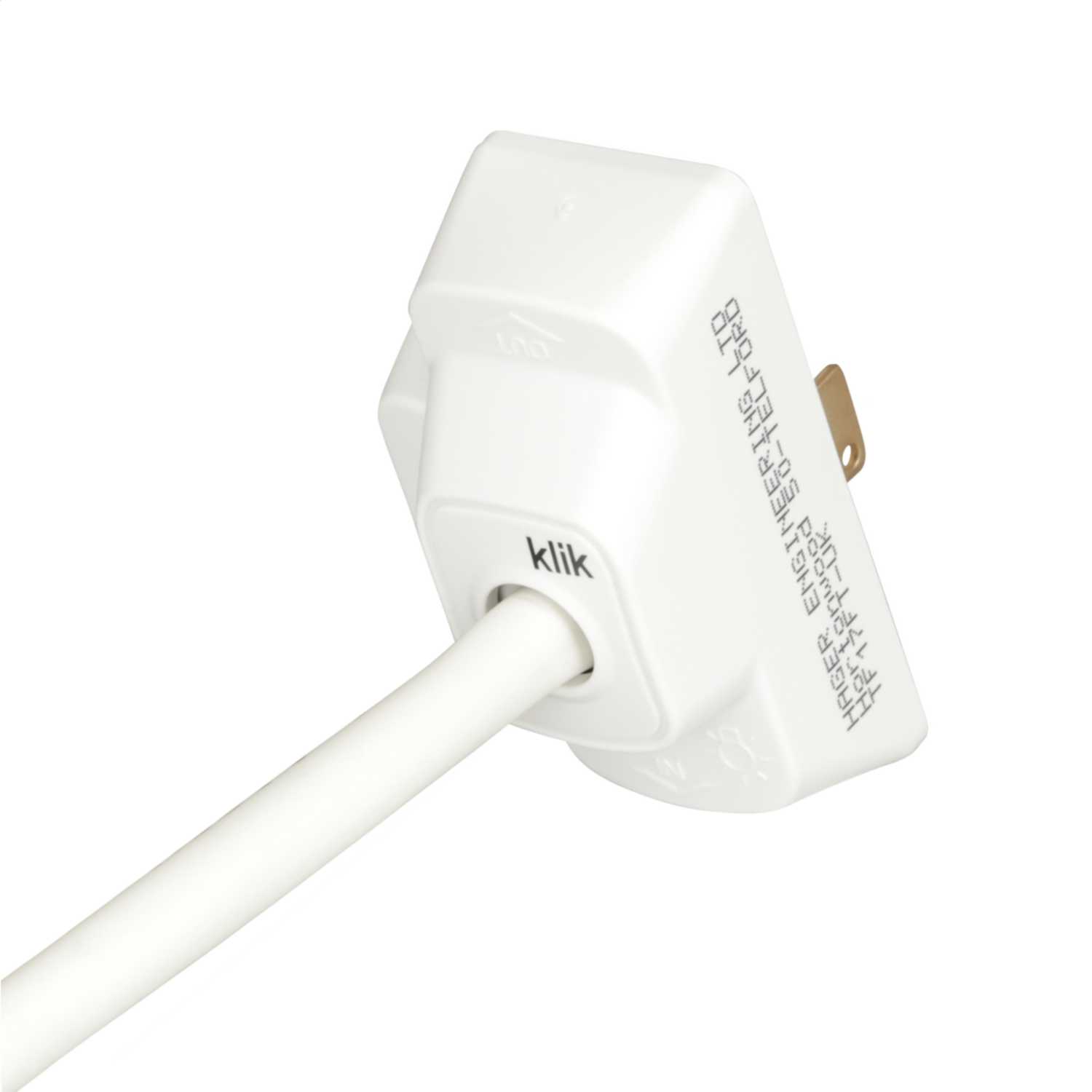 Hager Klik 6A 4 Pin Pre Wired Plug with 3m Cable White (P64AX/3.0) | CEF