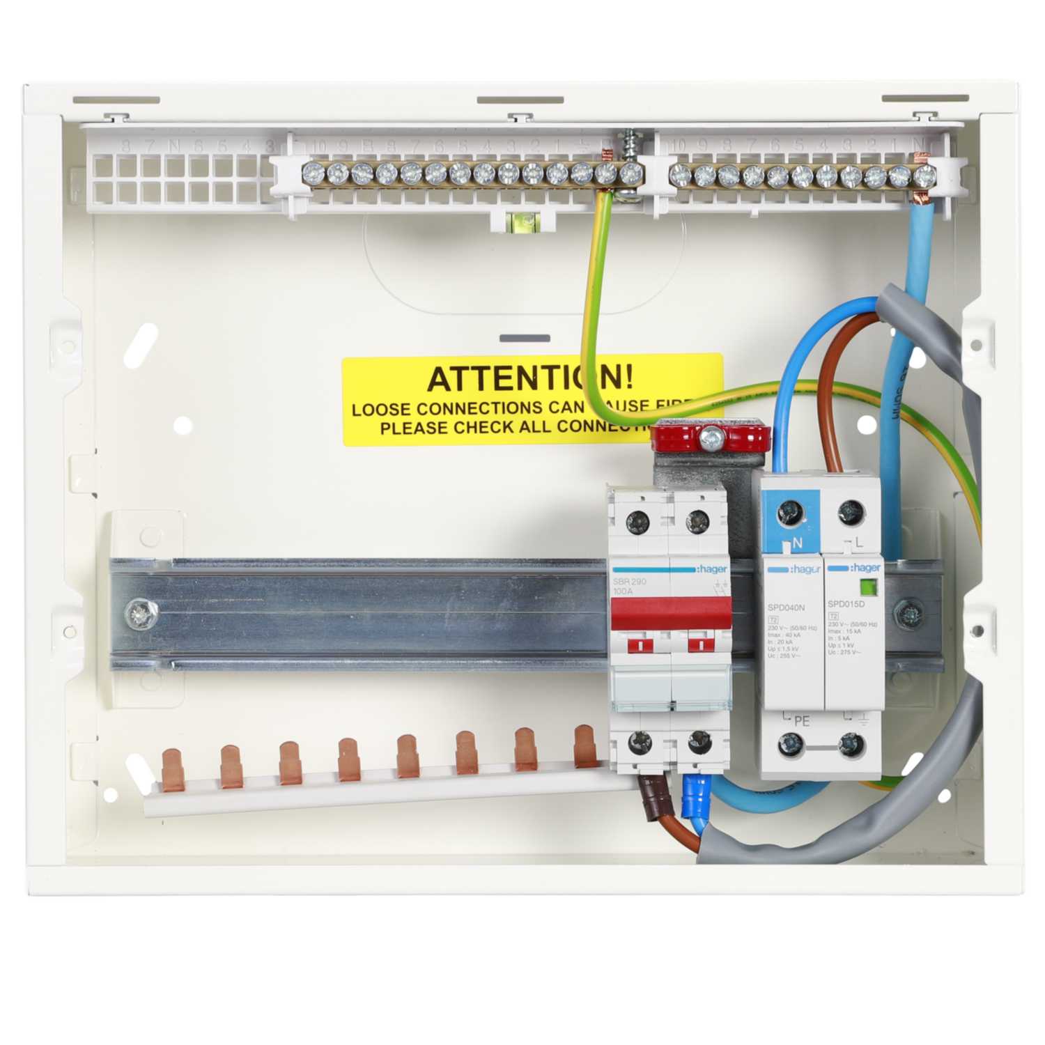 Hager 8 Way 100A Isolator Incomer Metal Clad Consumer Unit with Type 2 ...