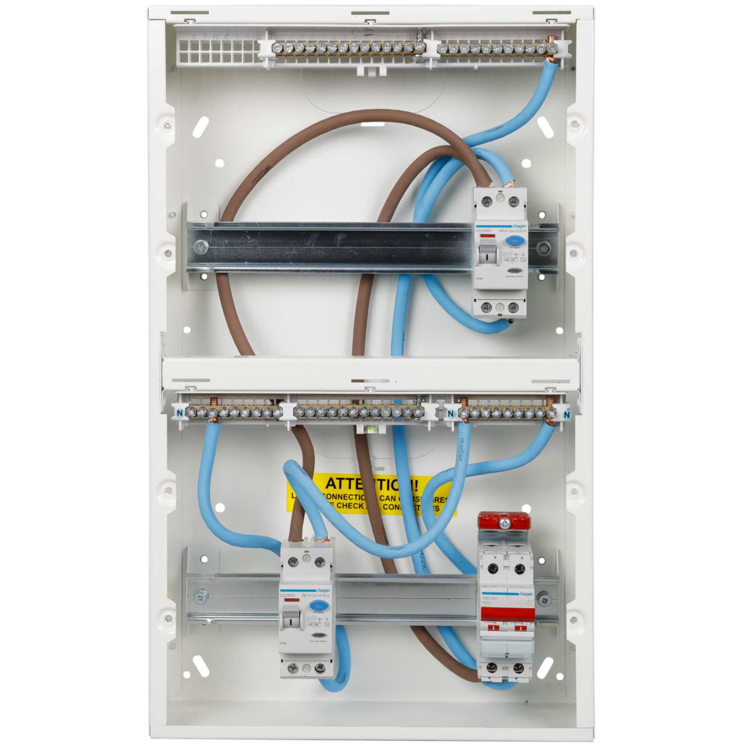 Hager 8 + 10 Dual Row Dual RCD High Integrity Metal Clad Consumer Unit ...