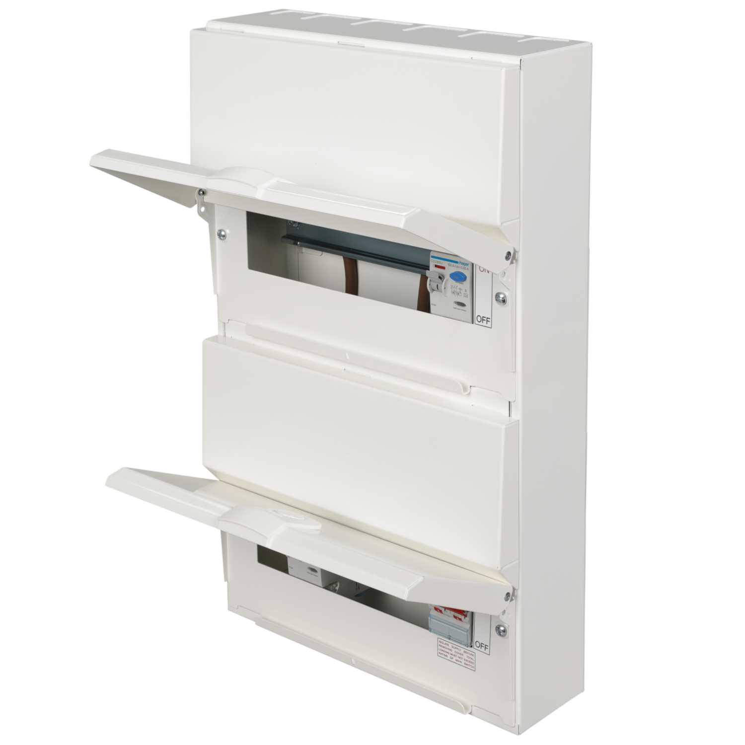 Hager 8 + 10 Dual Row Dual RCD High Integrity Metal Clad Consumer Unit ...