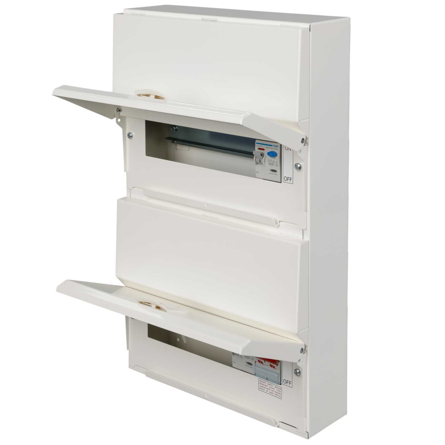Hager 8 + 10 Dual Row Dual RCD Split Load Metal Clad Consumer Unit ...
