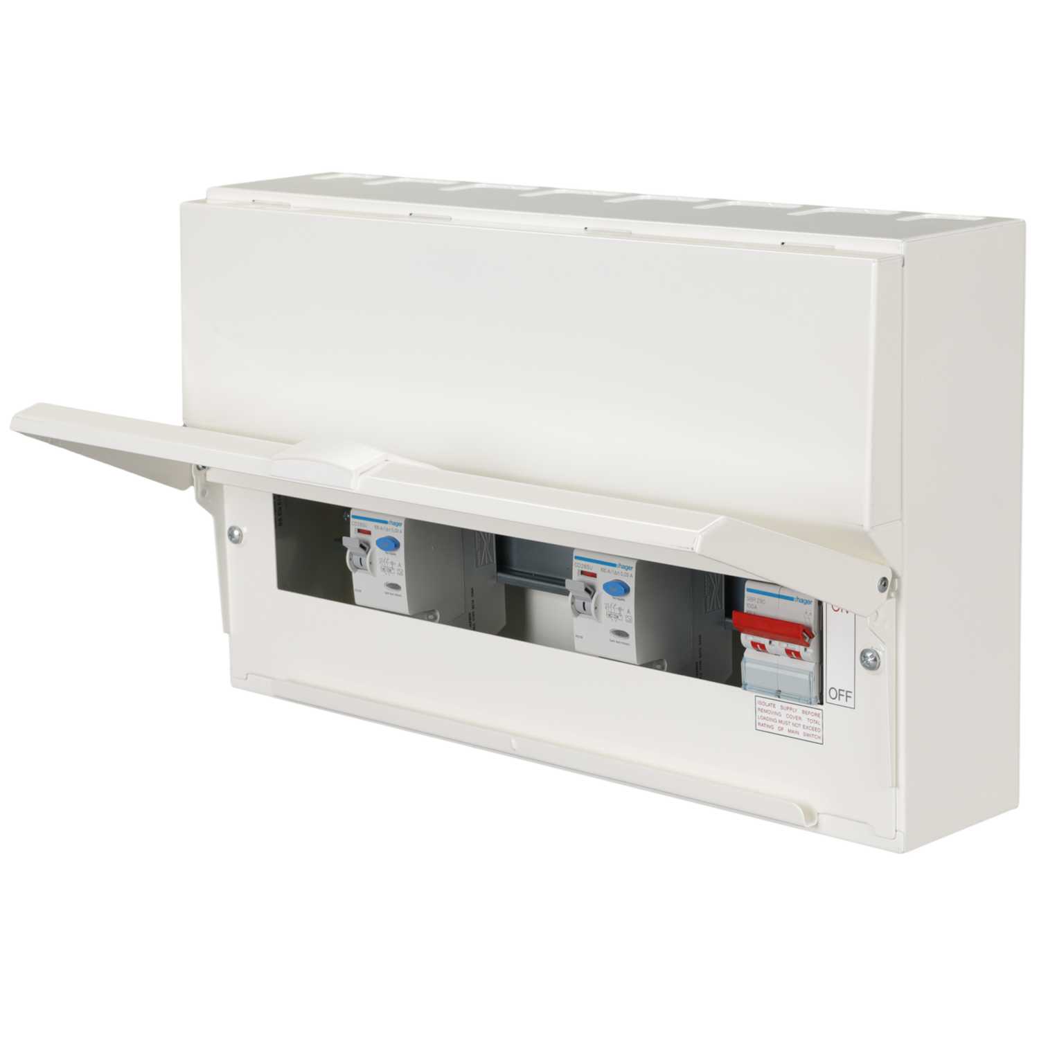 Hager 12 Way Dual 100A RCD High Integrity Metal Clad Consumer Unit with ...