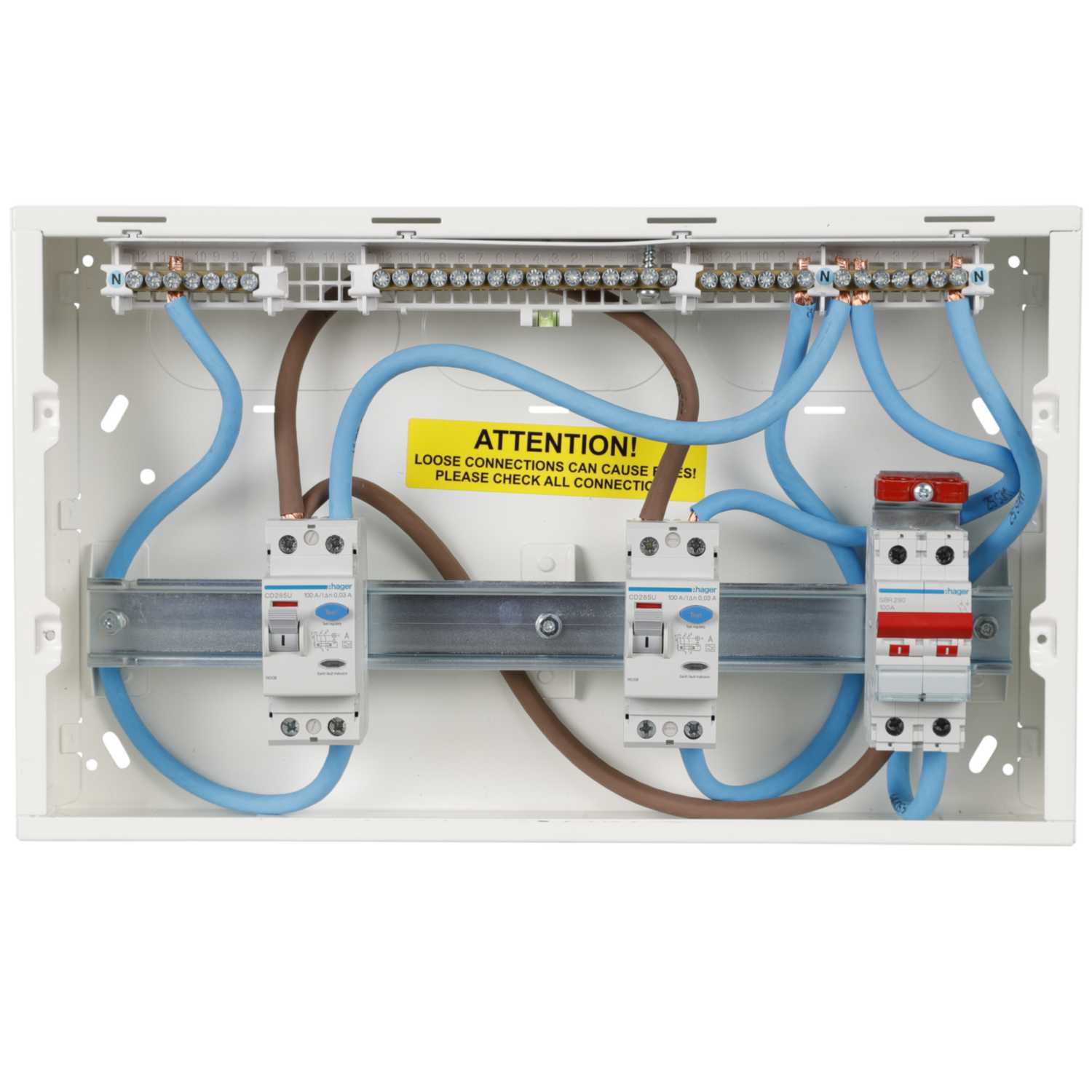 Hager 12 Way Dual 100A RCD High Integrity Metal Clad Consumer Unit with ...