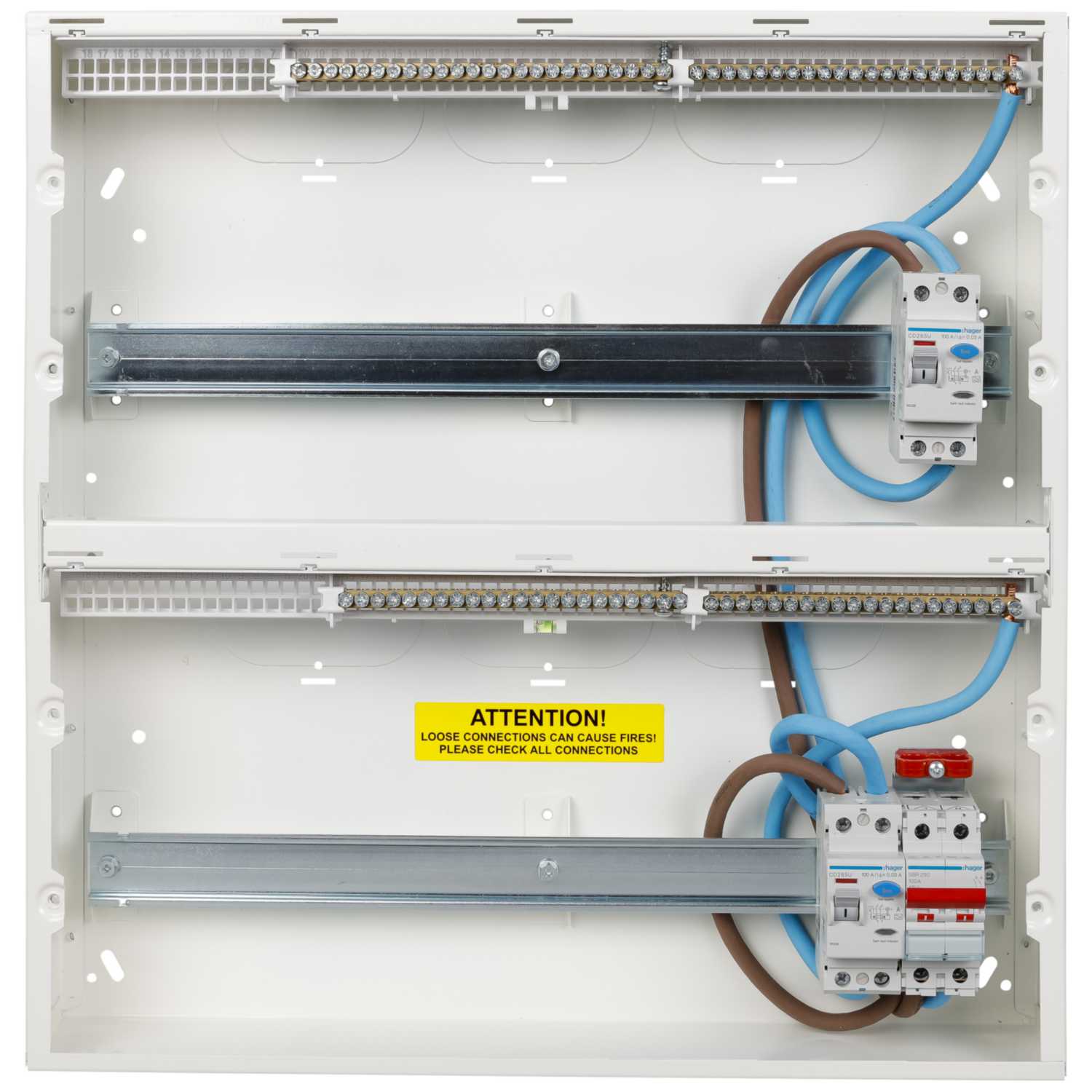 Hager 18 + 20 Dual Row Dual 100A RCD Split Load Metal Clad Consumer ... Hager 18 + 20 Dual Row Dual 100A RCD Split Load Metal Clad Consumer ...