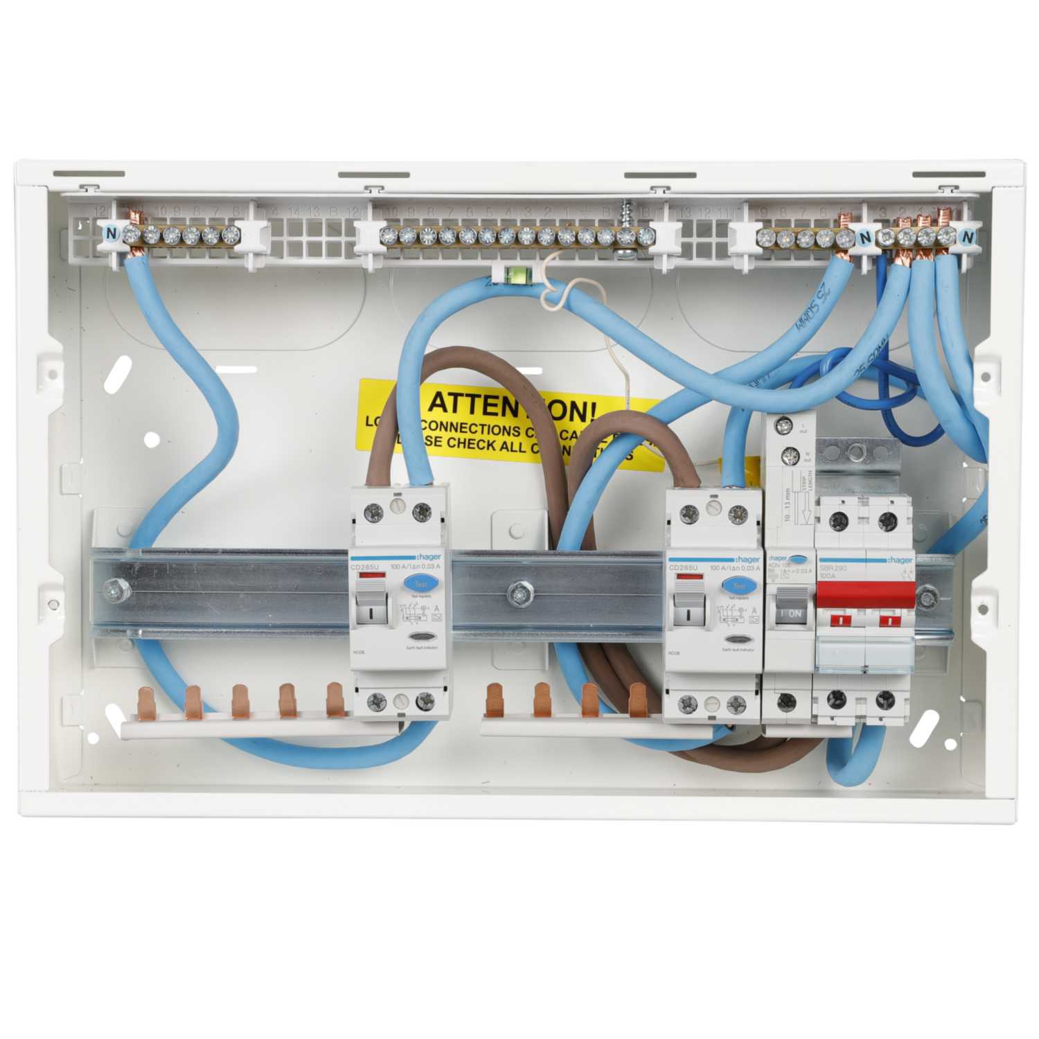 Hager 1 + 4 + 5 Dual 100A RCD Split Load Metal Clad Consumer Unit with ...