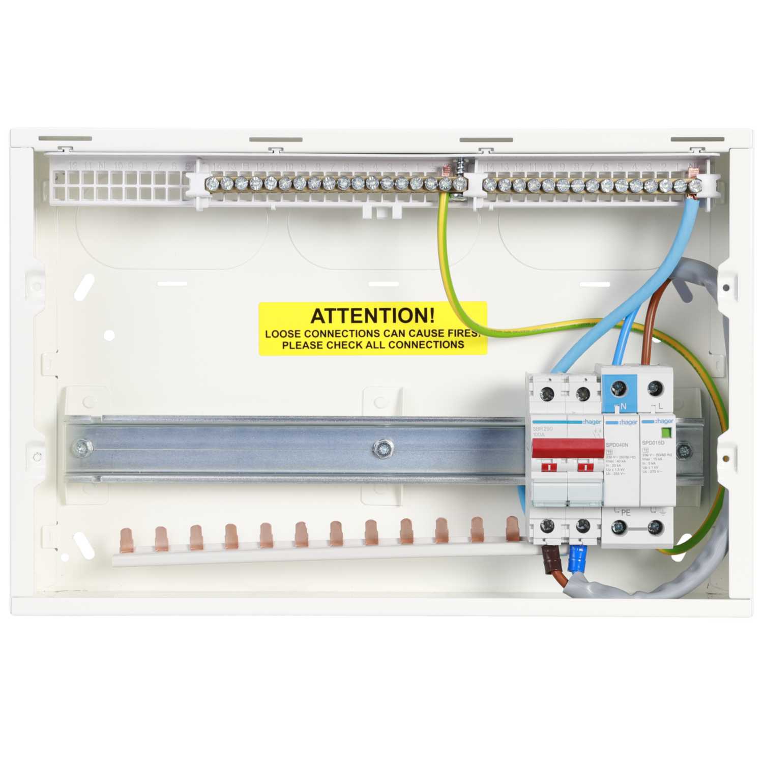 Hager 12 Way 100A Isolator Incomer Metal Clad Consumer Unit with Type 2 ...