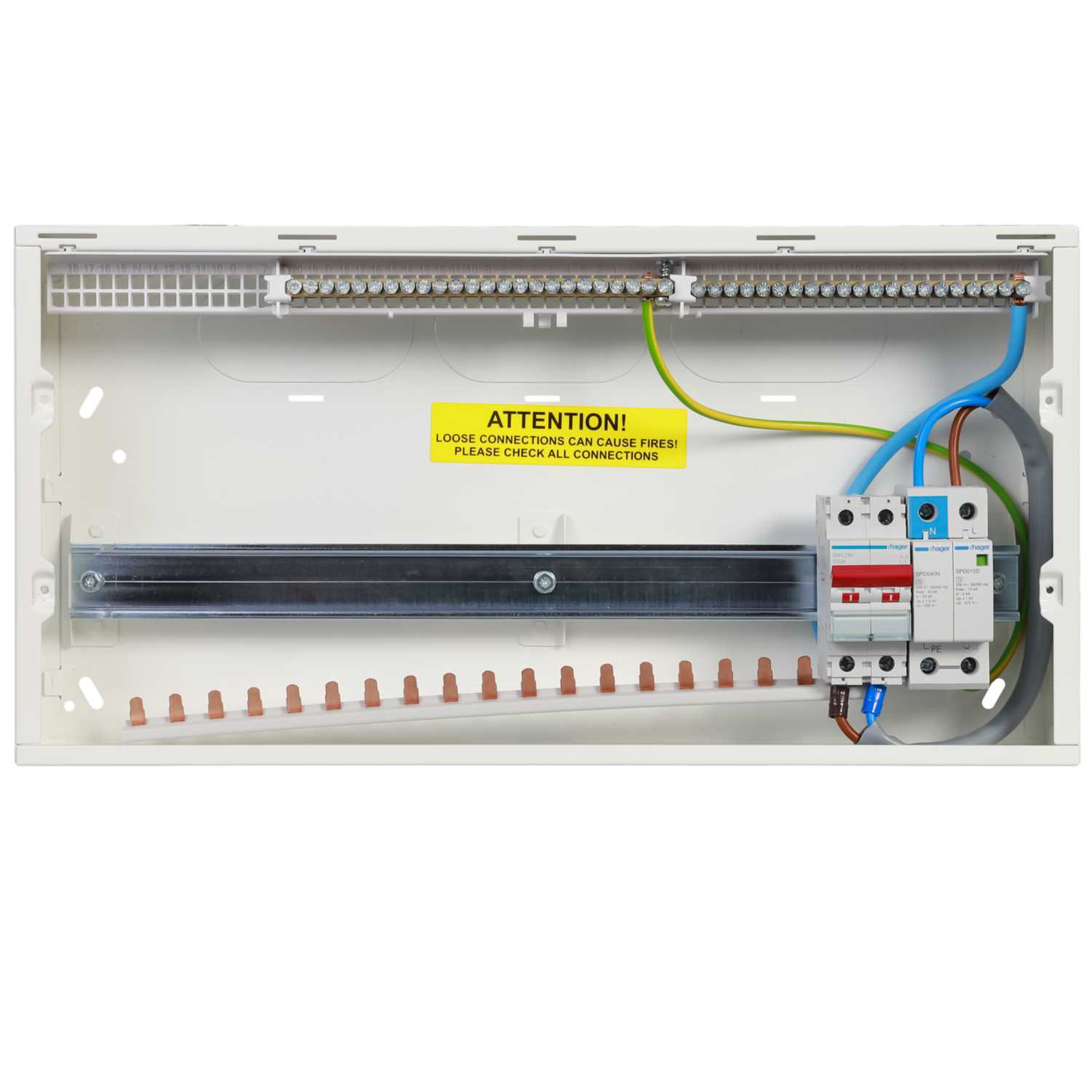 Hager 18 Way 100A Isolator Incomer Metal Clad Consumer Unit with Type 2 ...