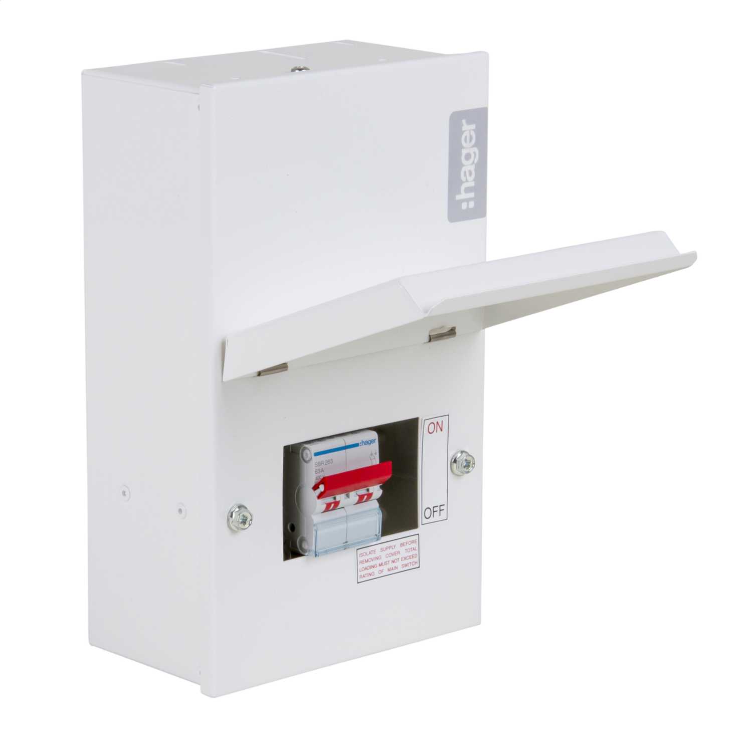 Hager 2 Way 63A Isolator Incomer Metal Clad Consumer Unit (VML202) | CEF